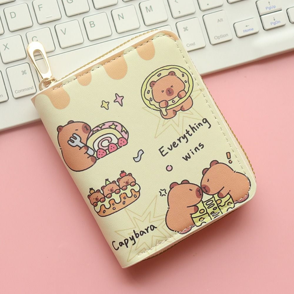 New Cute PU Leather Cartoon Card Wallets Capybara Money Coin Purse ...