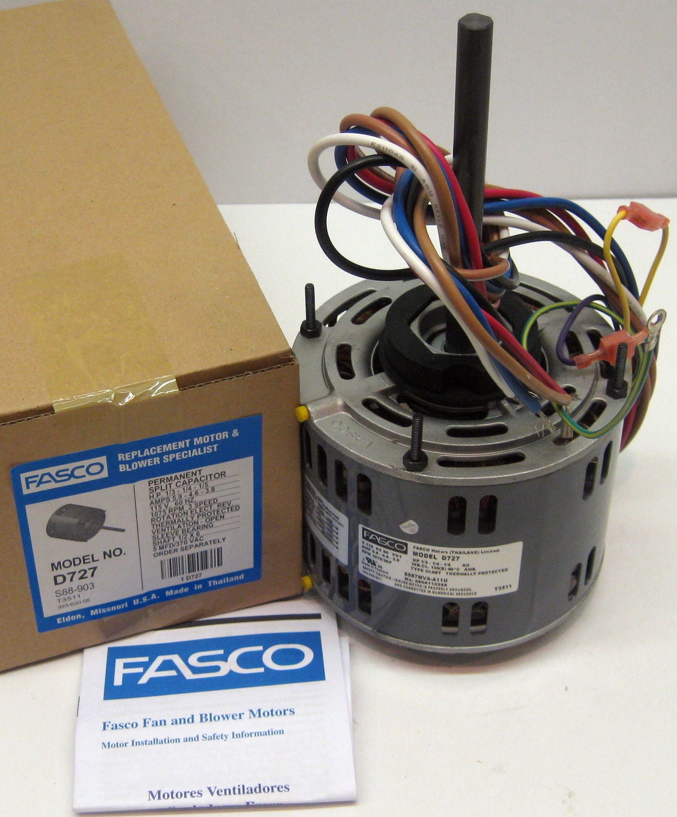 New D727 Fasco 1/3 HP 1075 Rpm 115V 3 Speed Centrifugal Furnace Blower ...