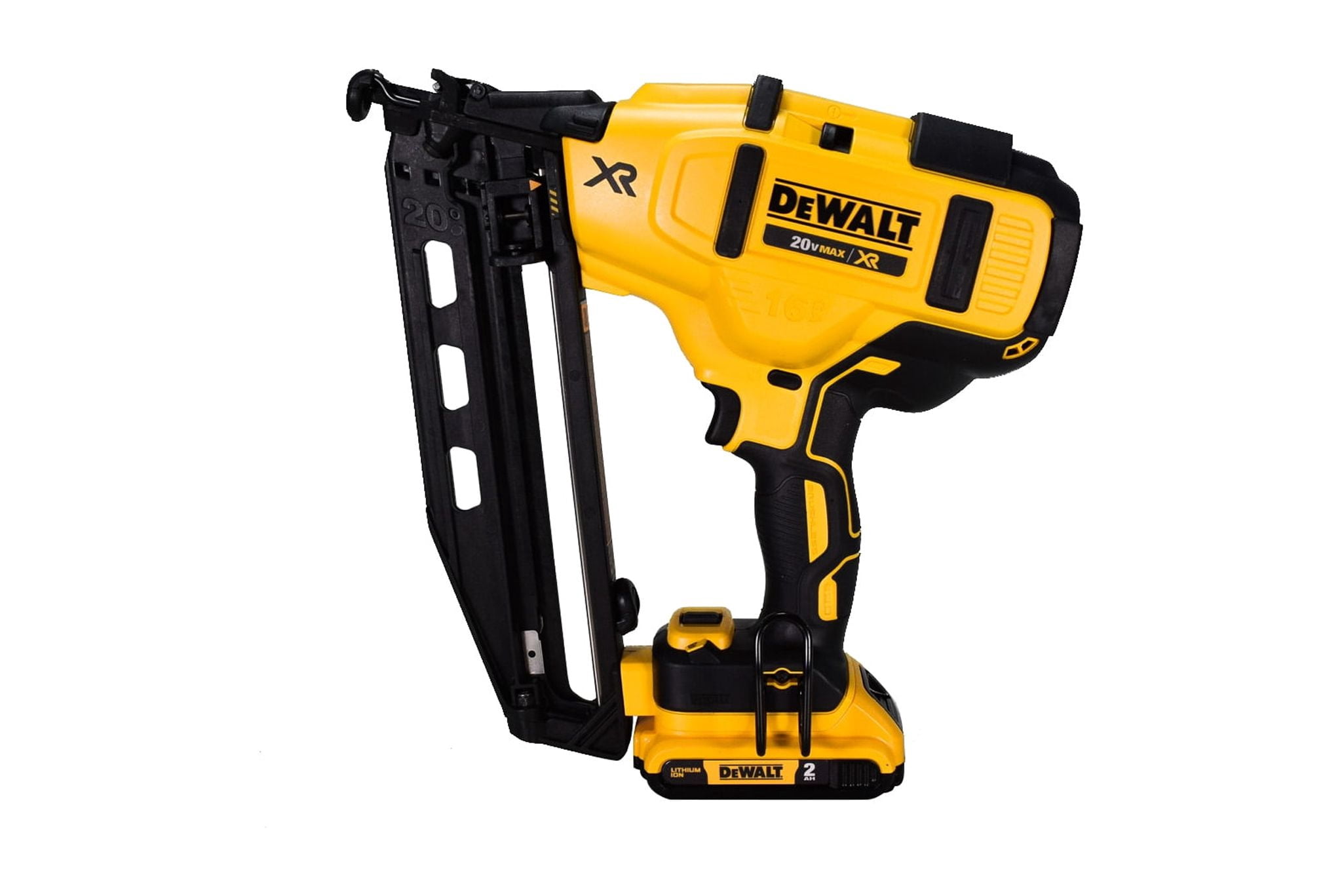 DeWalt 20V Nail Gun Kit, 16 Gauge Cordless Angled Finish Nailer w/ 2Ah ...
