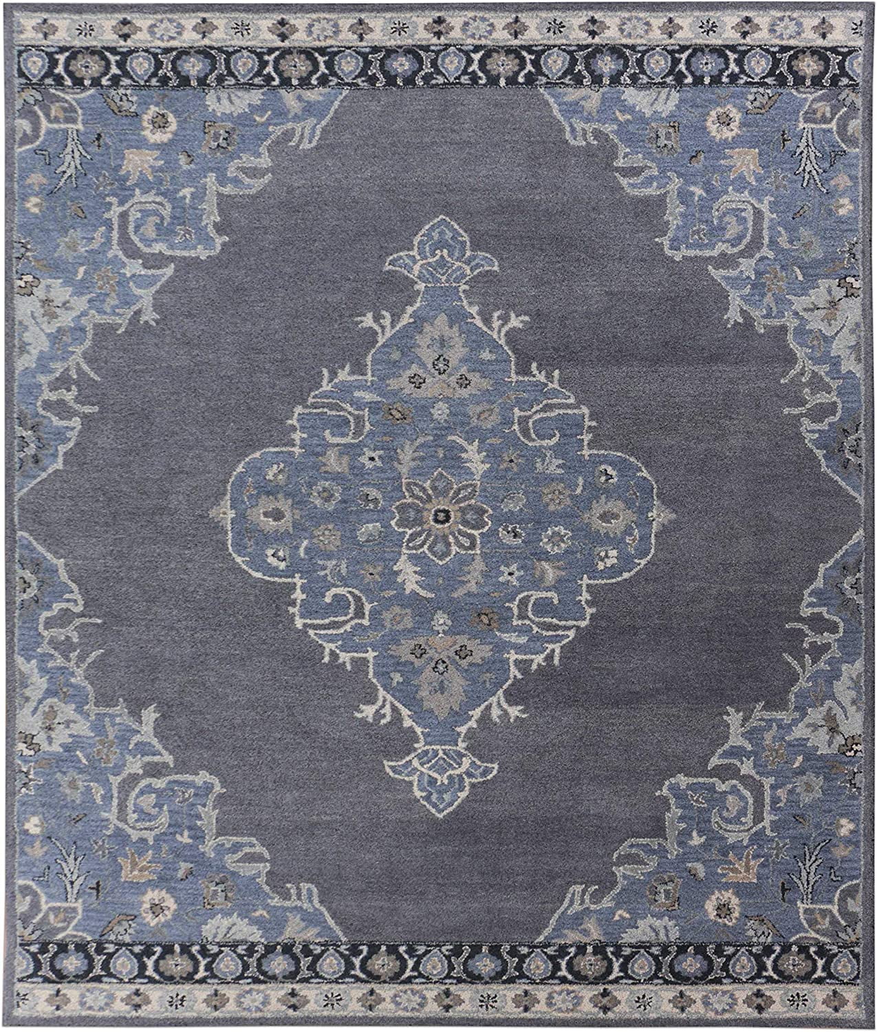 New Deborah Blue Traditional Parsian Old Style Handmade Tufted 100% ...