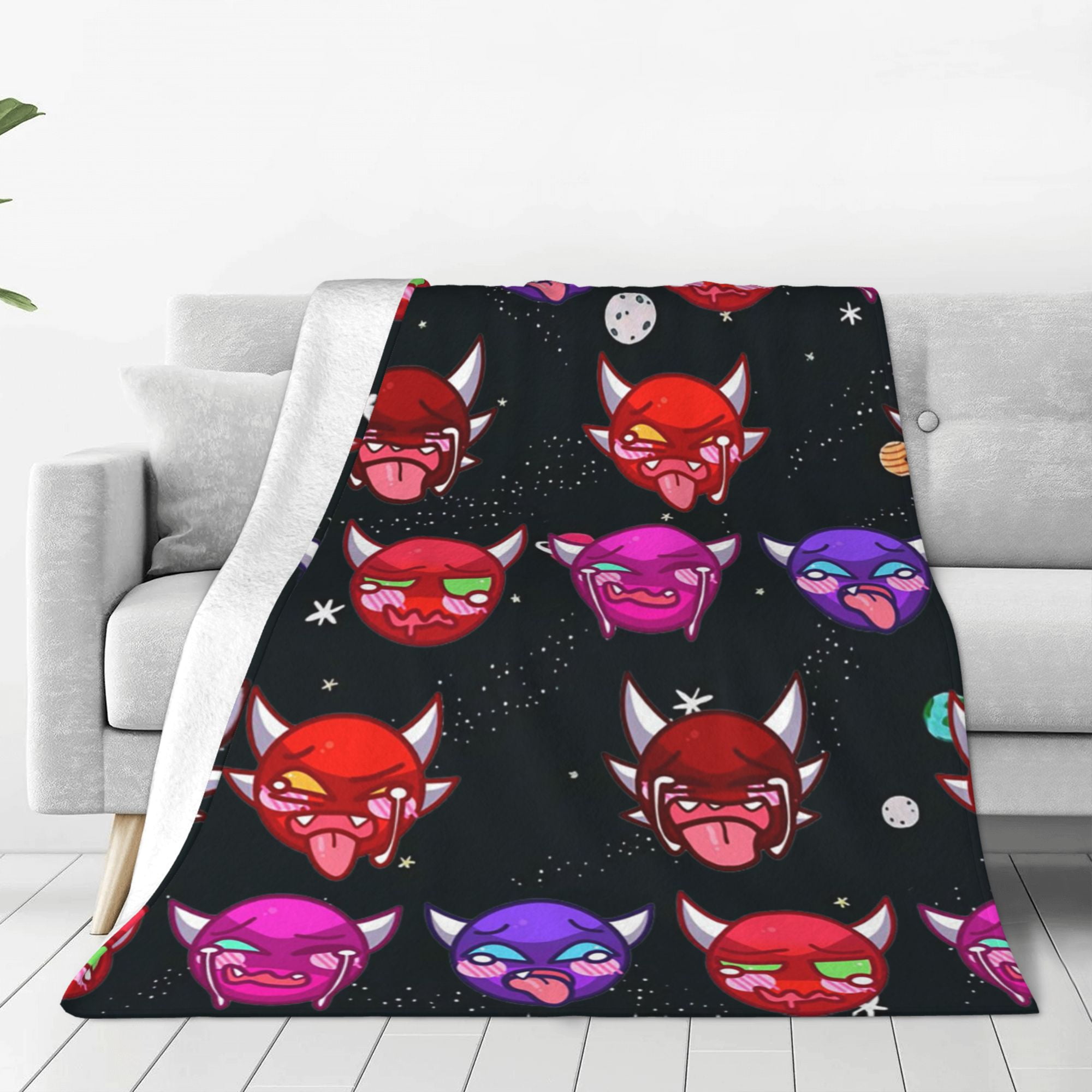 New Demon Geometry Dash Soft Lightweight Bed Blankets Plush Fuzzy Cozy ...