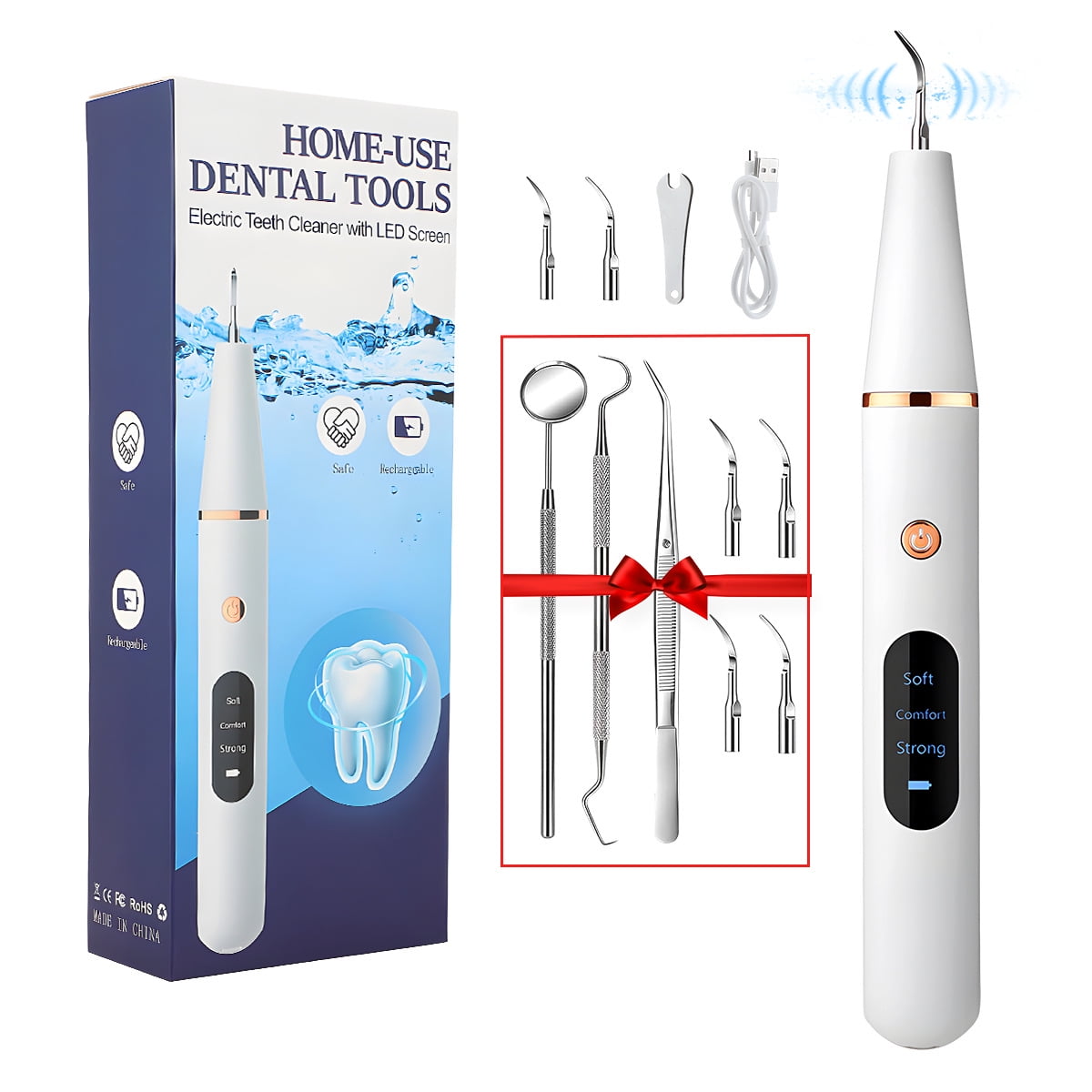 New Dental Calculus Remover Ultrasonic Tooth Cleaner Tartar Eliminator ...