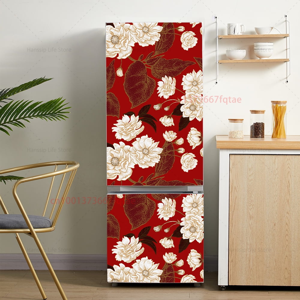 New Design 2024 Retro Flower Printed Fridge Door Sticker Vintage Floral ...