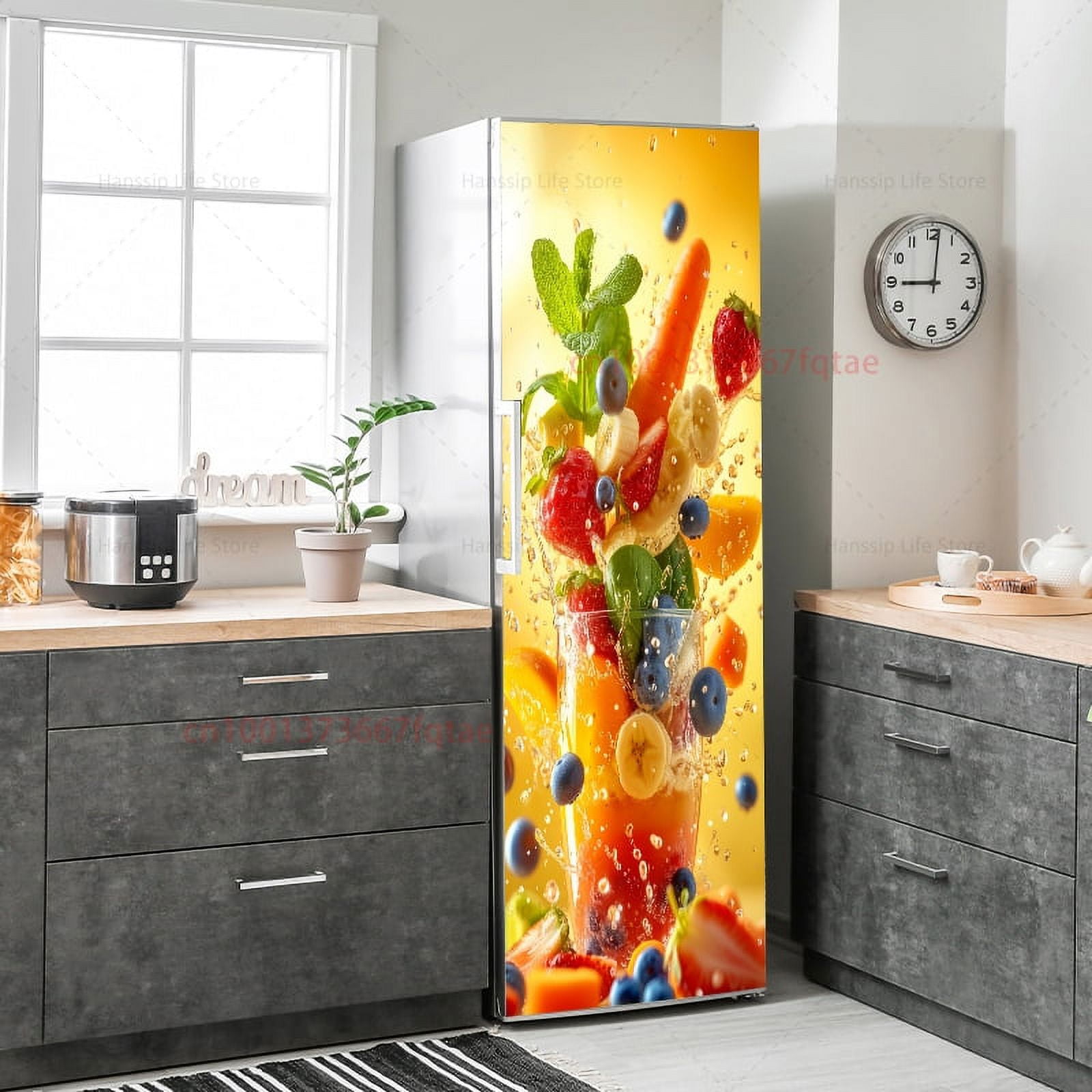 New Design Fresh Fruit Printed Fridge Door Wrap Cover Sticker ...