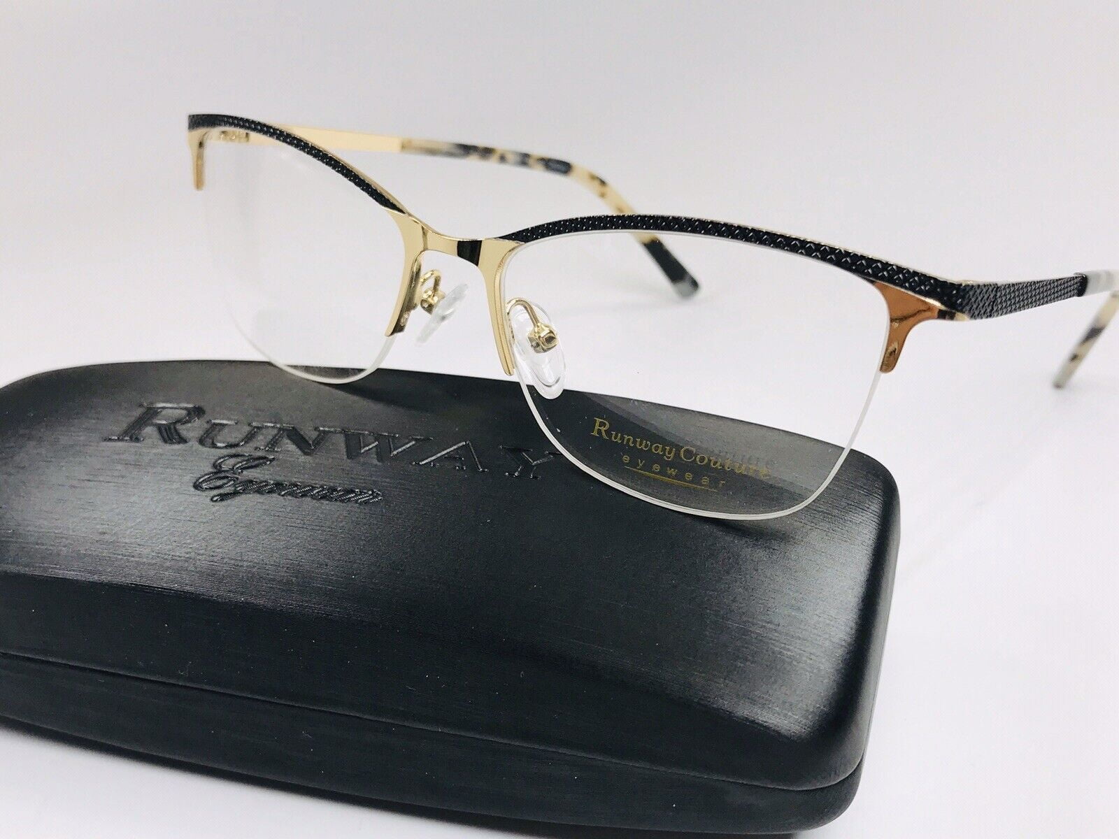 New Designer Inspired Runway Couture RCE-296 Black & Gold Eyeglasses ...