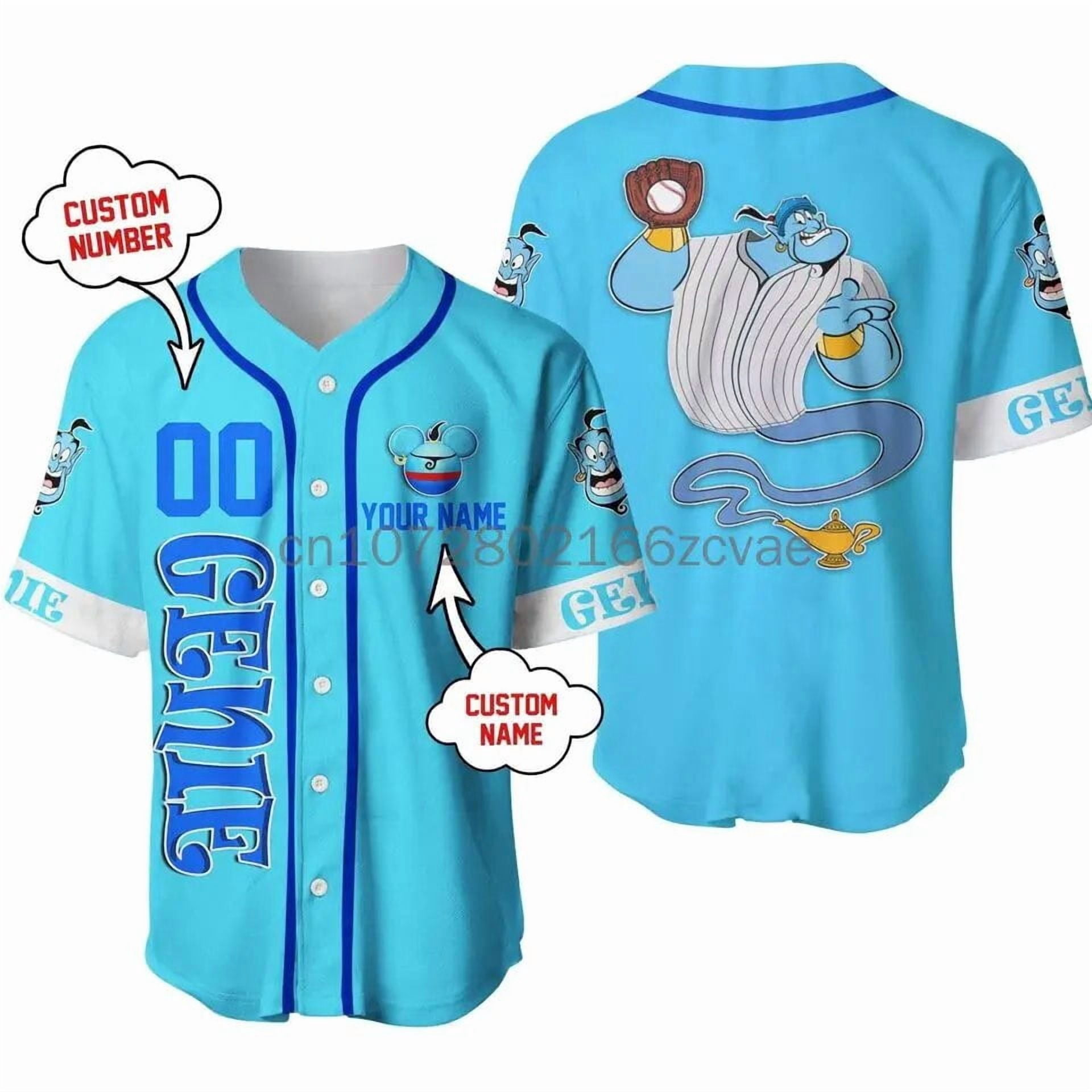 New Disney Genie Aladdin Baseball Jersey 3D Printing Casual Fashion ...