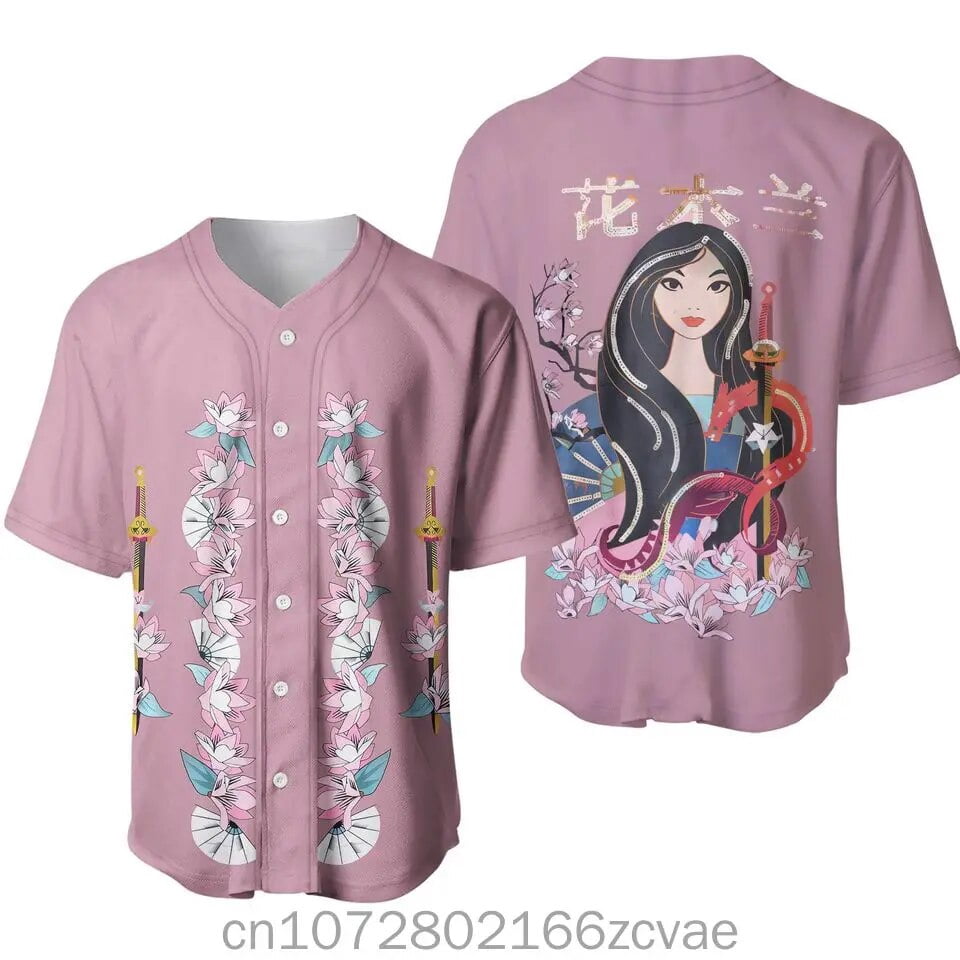 New Disney Mulan Princess Baseball Jersey Outdoor Sports Style Casual ...