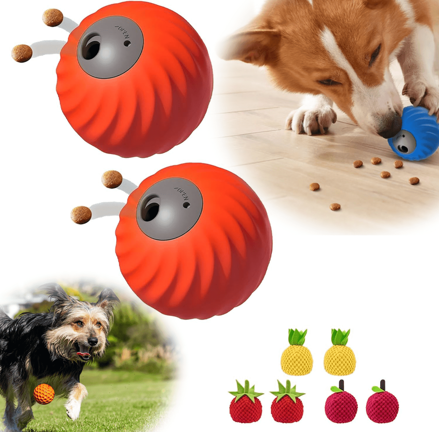 New Dog Toy Ball, Long-Lasting Food Leaking Ball for Dogs, 2 in 1 ...