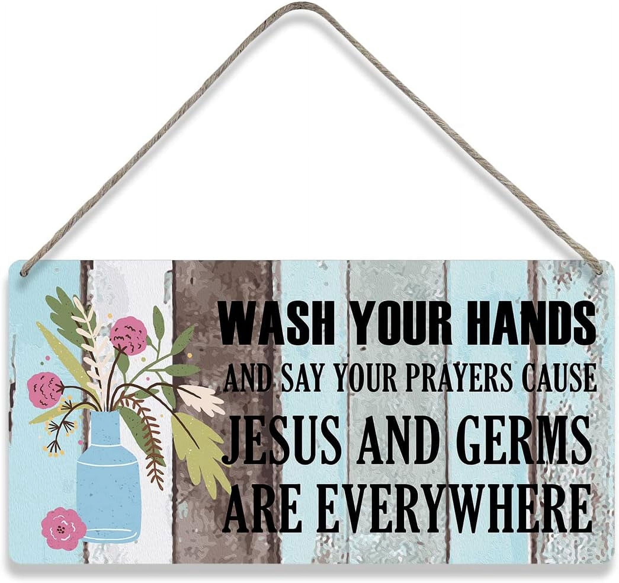 New Door Sign 10x5 Inch, Farmhouse Bathroom Wash Your Hands and Say ...