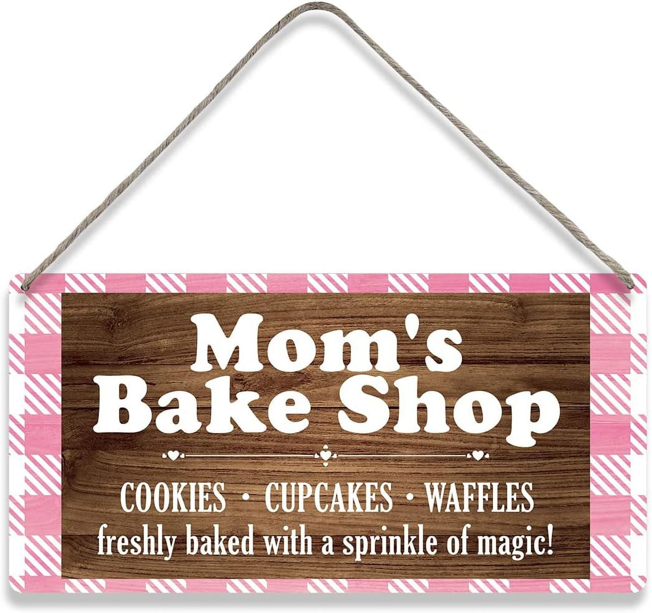 New Door Sign 10x5 Inch, Funny Mom's Bake Shop Wooden Sign Porch Decor ...
