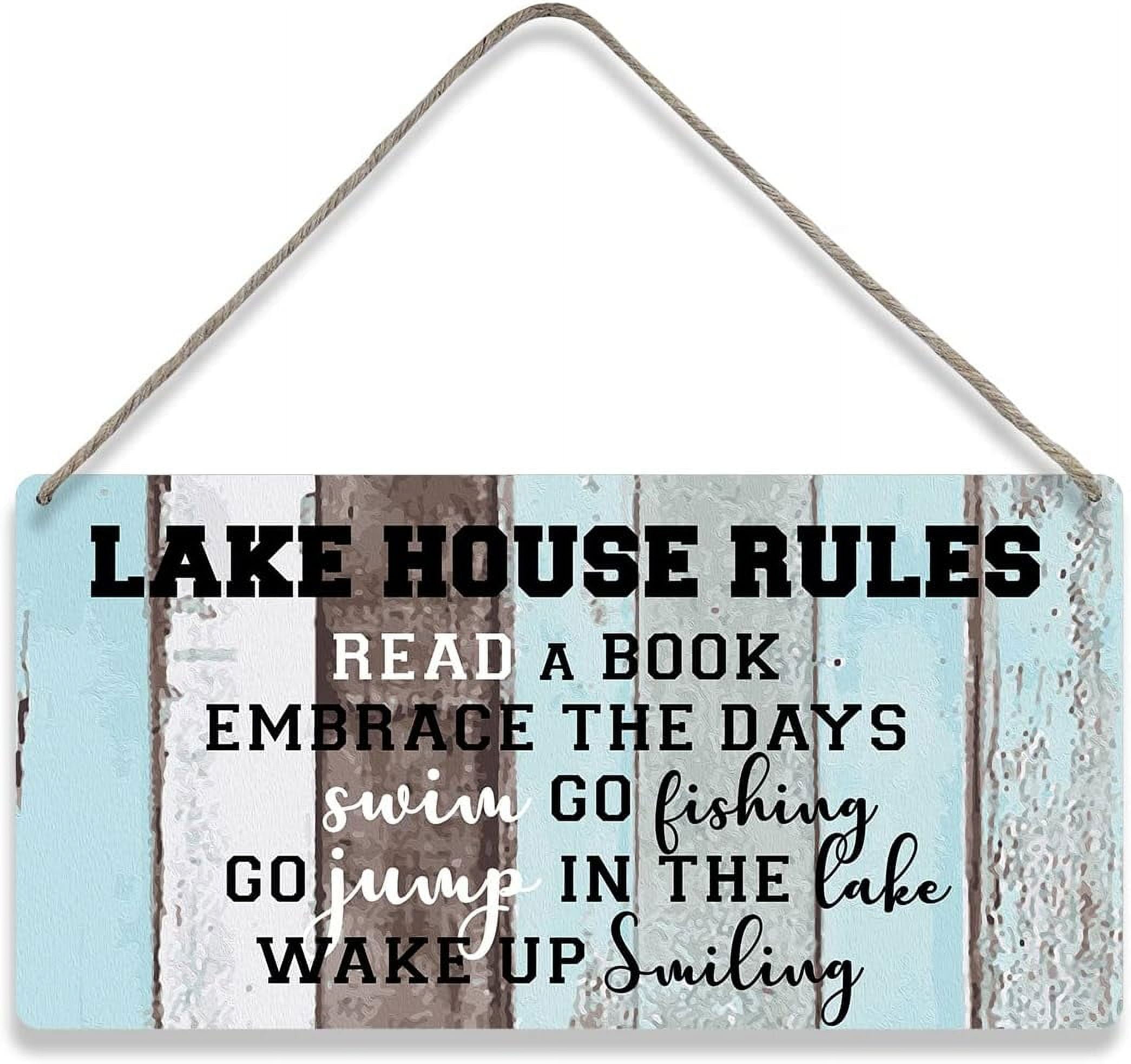 New Door Sign 10x5 Inch, Lake House Rules Wooden Sign Porch Decor ...