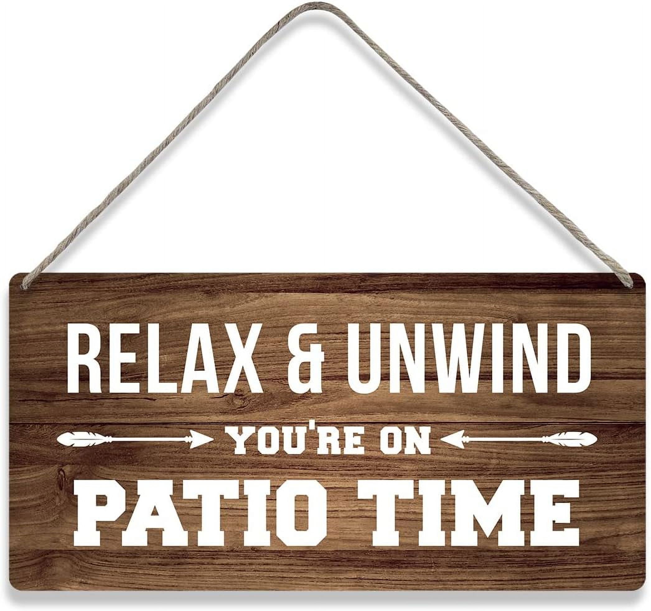 New Door Sign 10x5 Inch, Patio Wall Decor You're on Patio Time Wooden ...