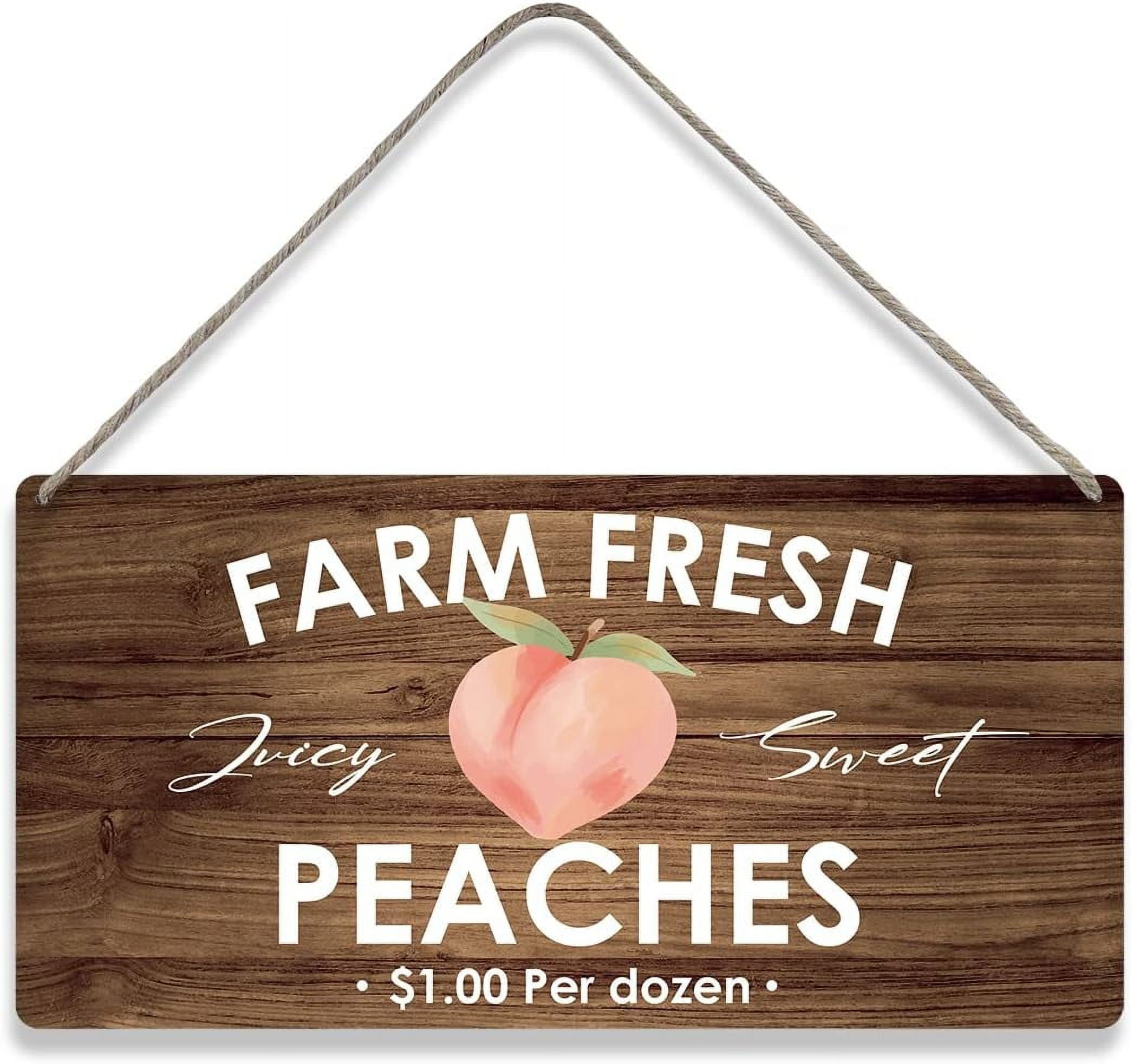 New Door Sign 10x5 Inch, Peaches Farmhouse Farm fresh Peaches Wooden ...
