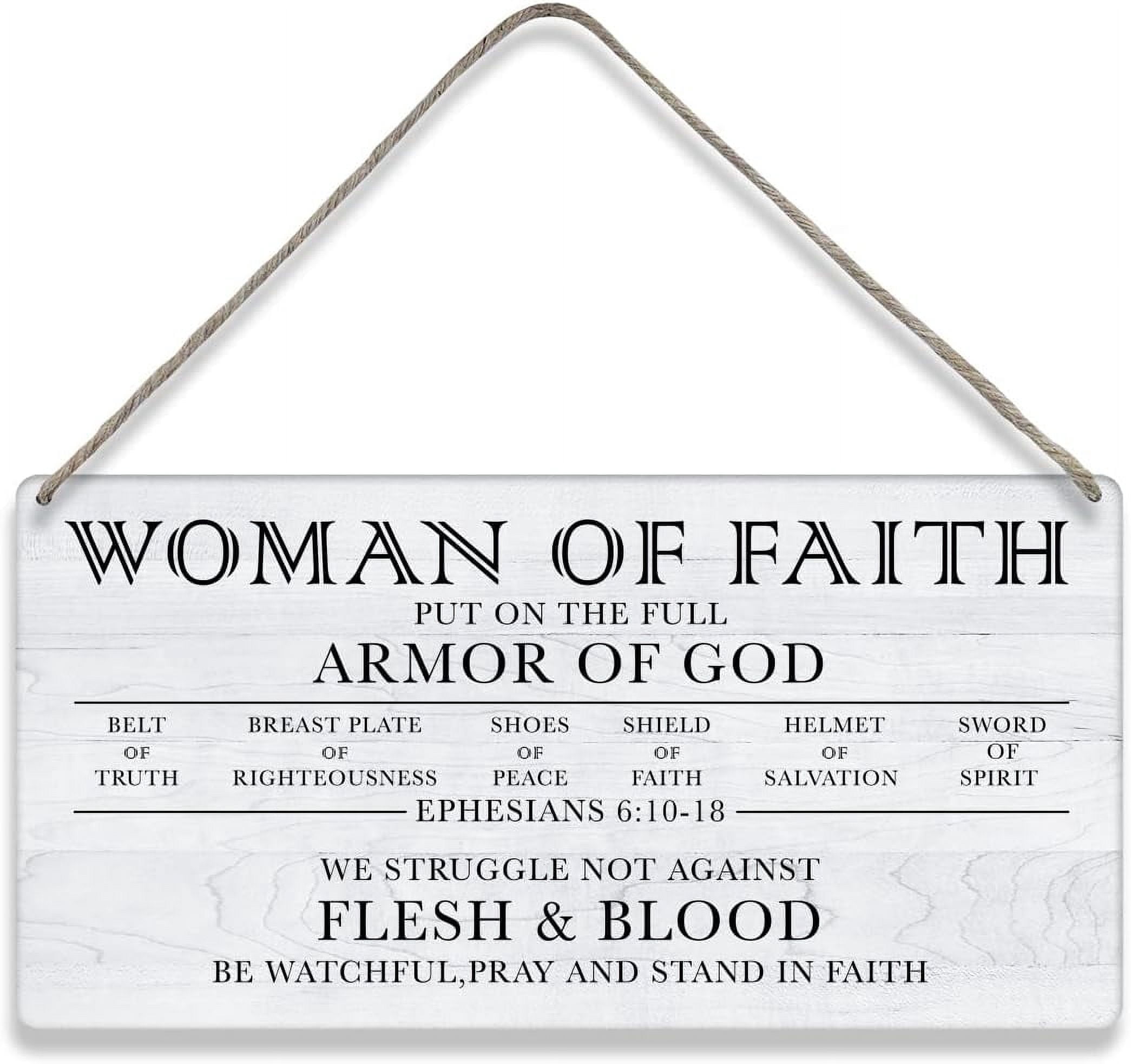 New Door Sign 10x5 Inch, Put on the Full Armor of God Quote Wooden Sign ...