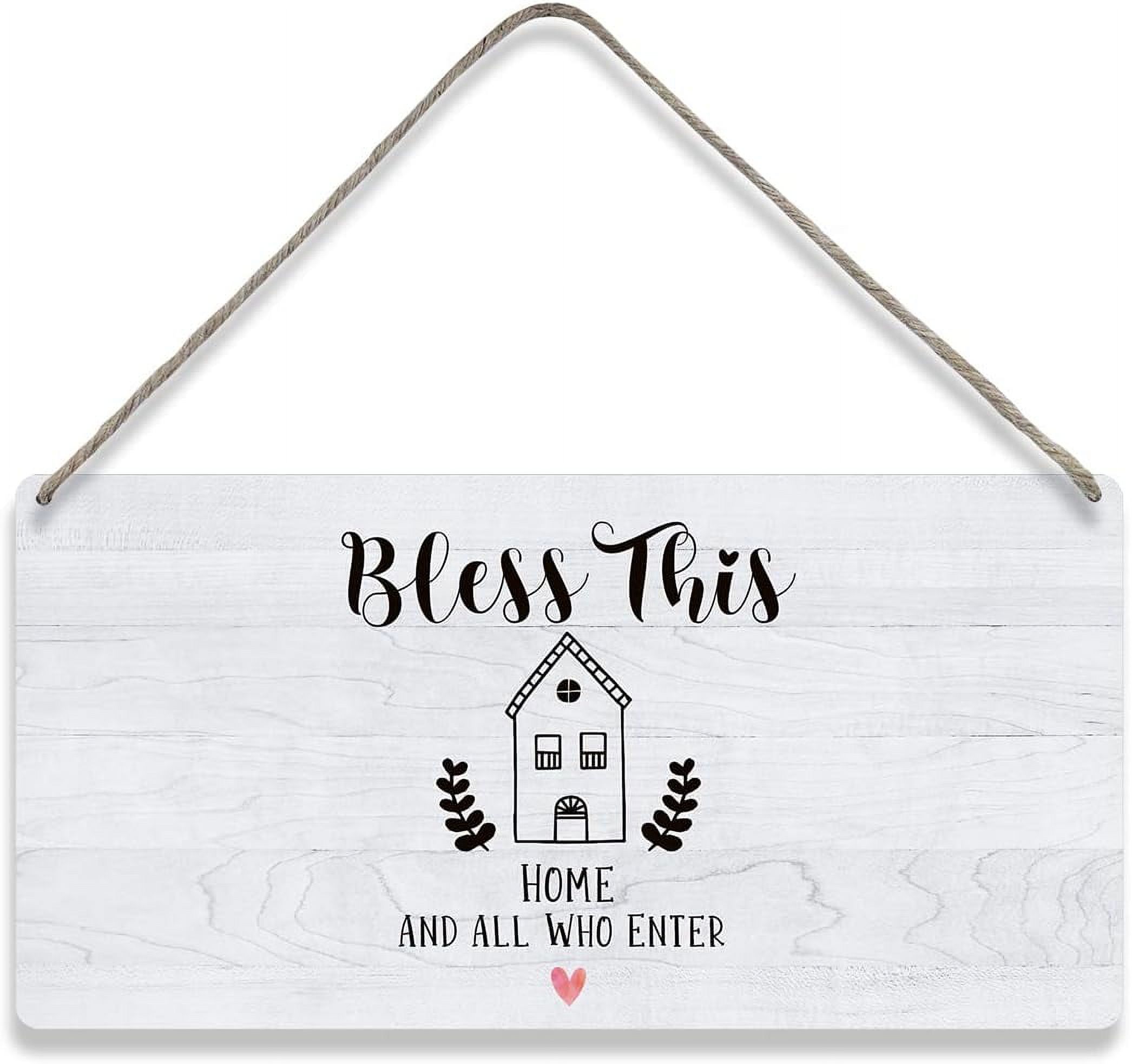New Door Sign 10x5 Inch, Rustic Bless This Home and All Who Enter ...