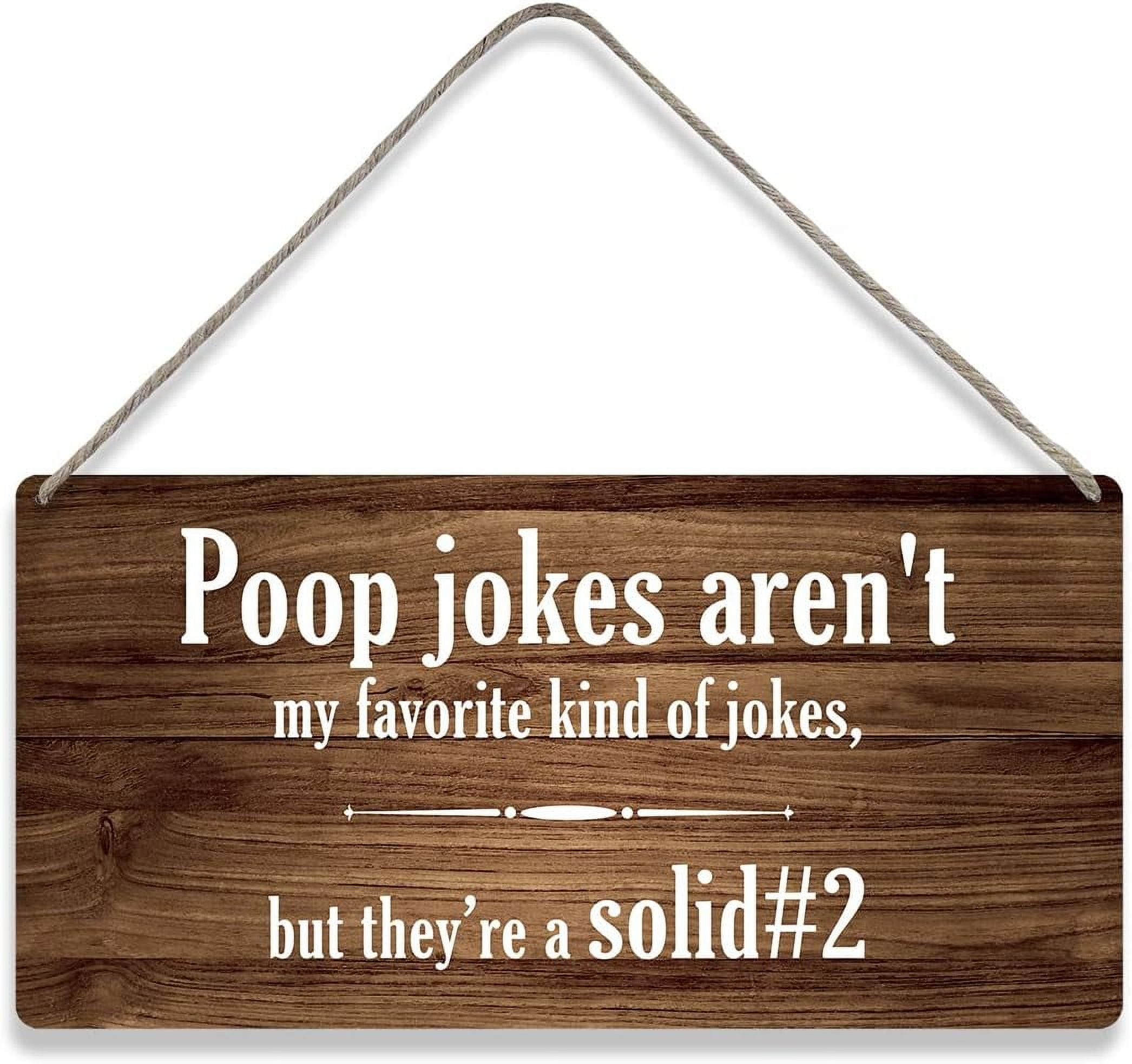 New Door Sign 10x5 Inch, Toilet Bathroom Wall Decor Poop Joke Wooden ...