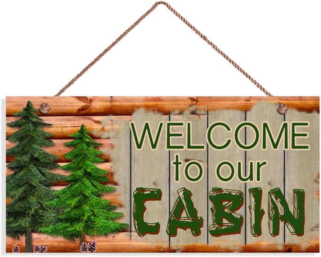 New Door Sign 10x5 Inch, Welcome to Our Cabin Sign Wooden Sign Porch ...
