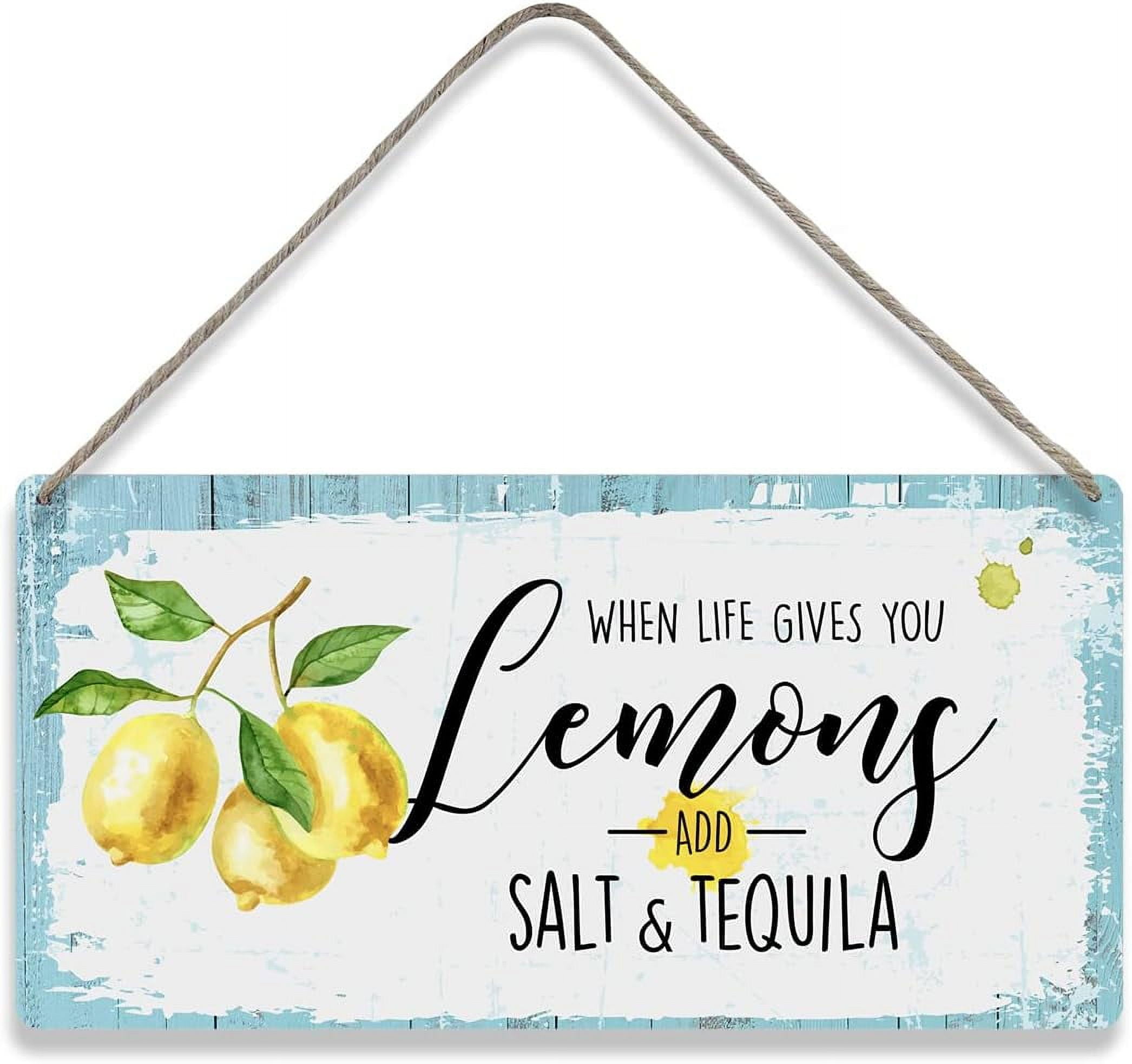 New Door Sign 10x5 Inch, When Life Gives You Lemons Sayings Wooden Sign ...