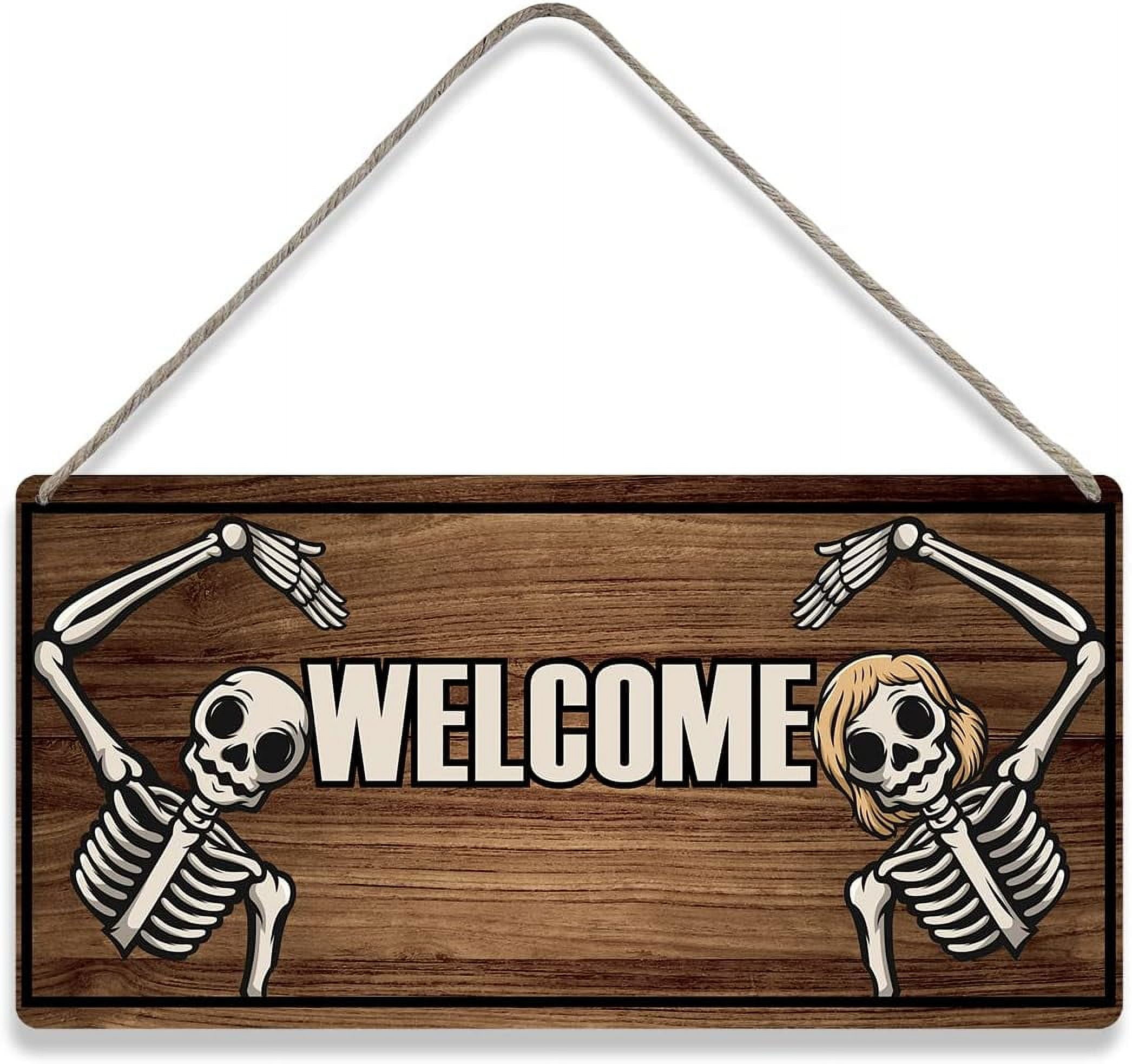 New Door Sign 8x12 Inch, Funny Gothic Welcome Wooden Sign Porch Decor ...