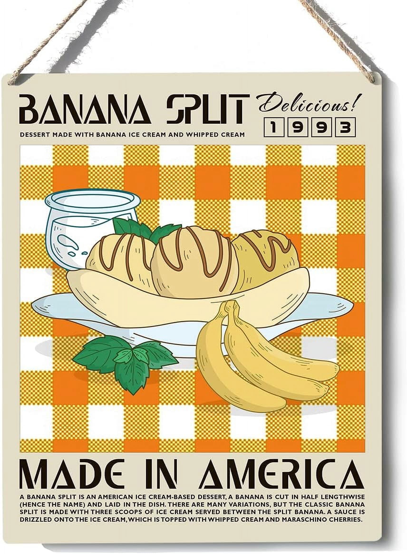 New Door Sign Banana Split Wooden Sign Porch Decor Hanging Wooden Wall ...