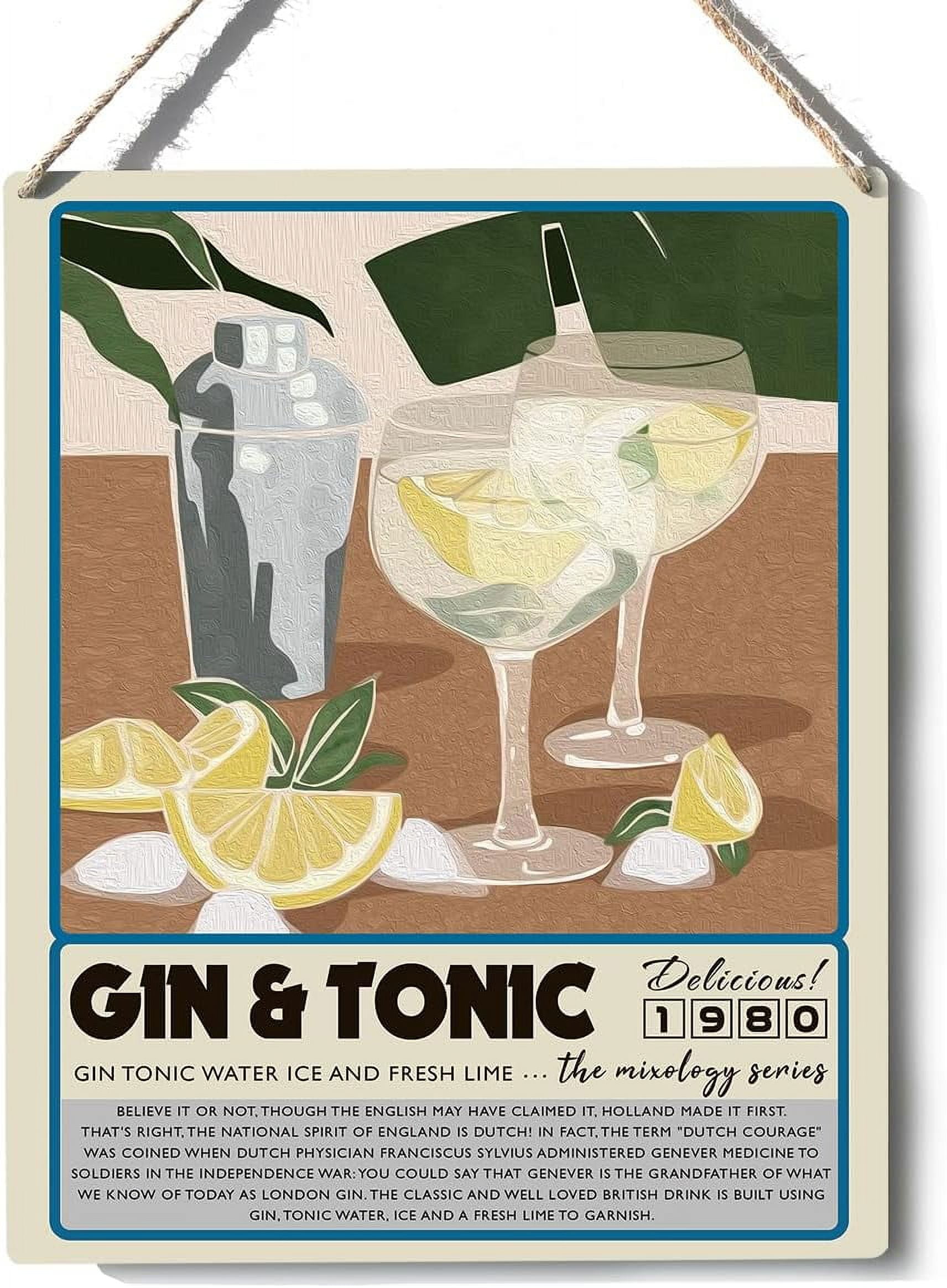 New Door Sign Funny Cocktail Sign Decor Gin and Tonic Wooden Sign Porch ...