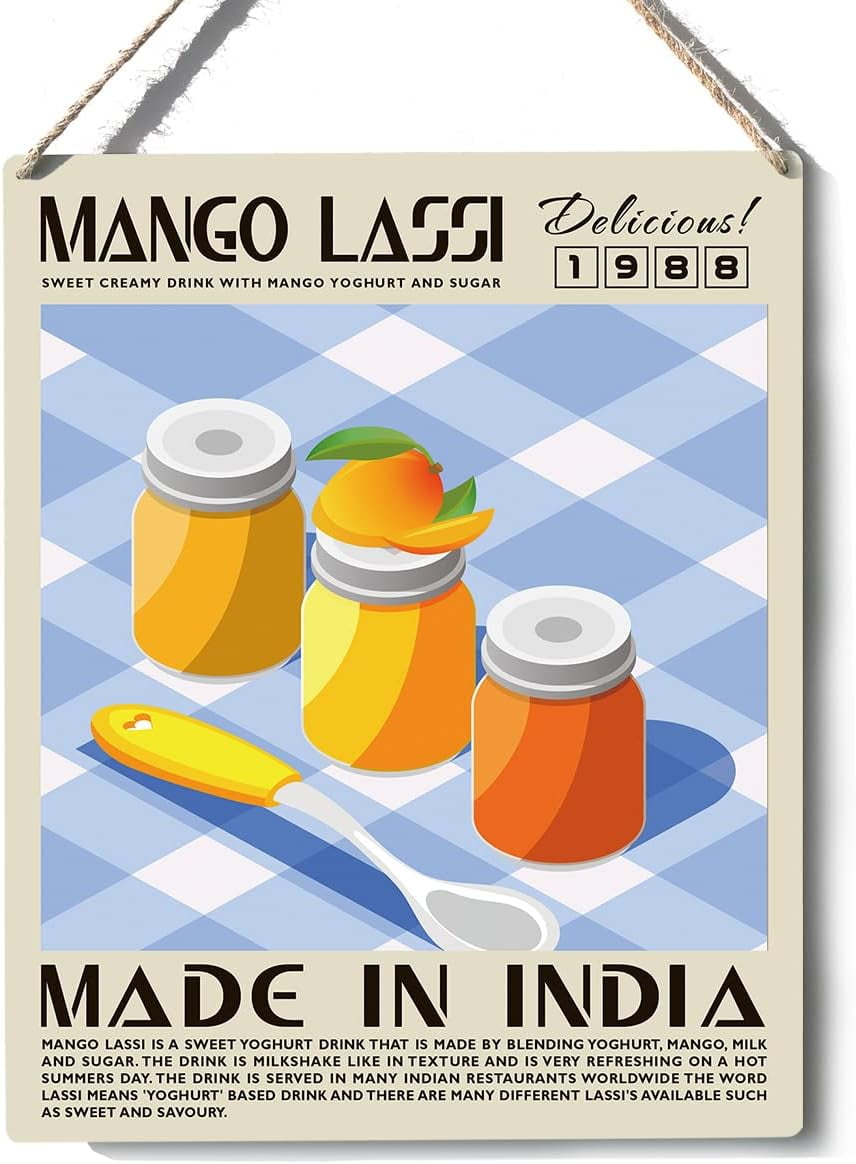 New Door Sign Mango Lassi Wooden Sign Porch Decor Hanging Wooden Wall ...