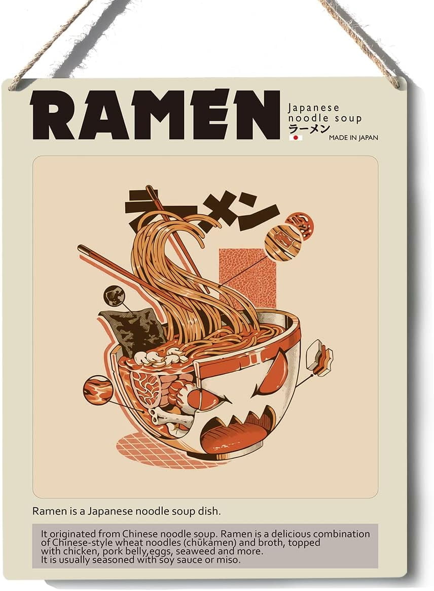 New Door Sign Ramen Wooden Sign Porch Decor Hanging Wooden Wall Sign ...