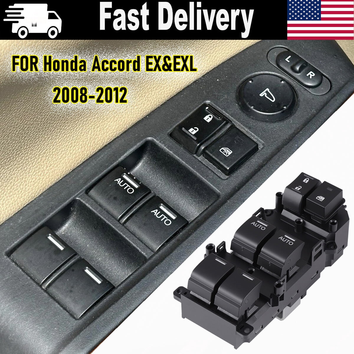 New Driver Left Master Power Window Door Switch For 08-12 Honda Accord ...
