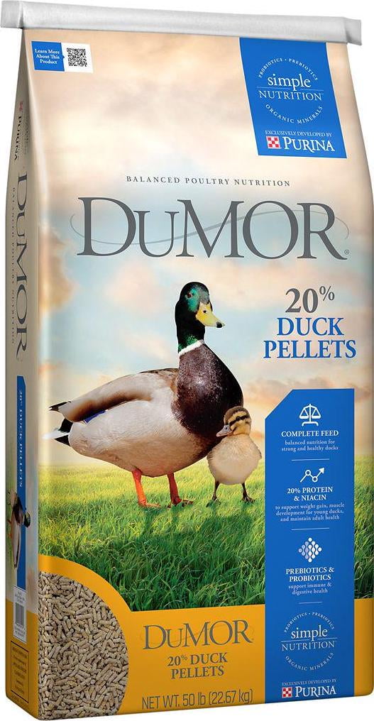 DuMOR Pellet Duck Feed, 50 lb, 20% Protein, Probiotics, Niacin for ...
