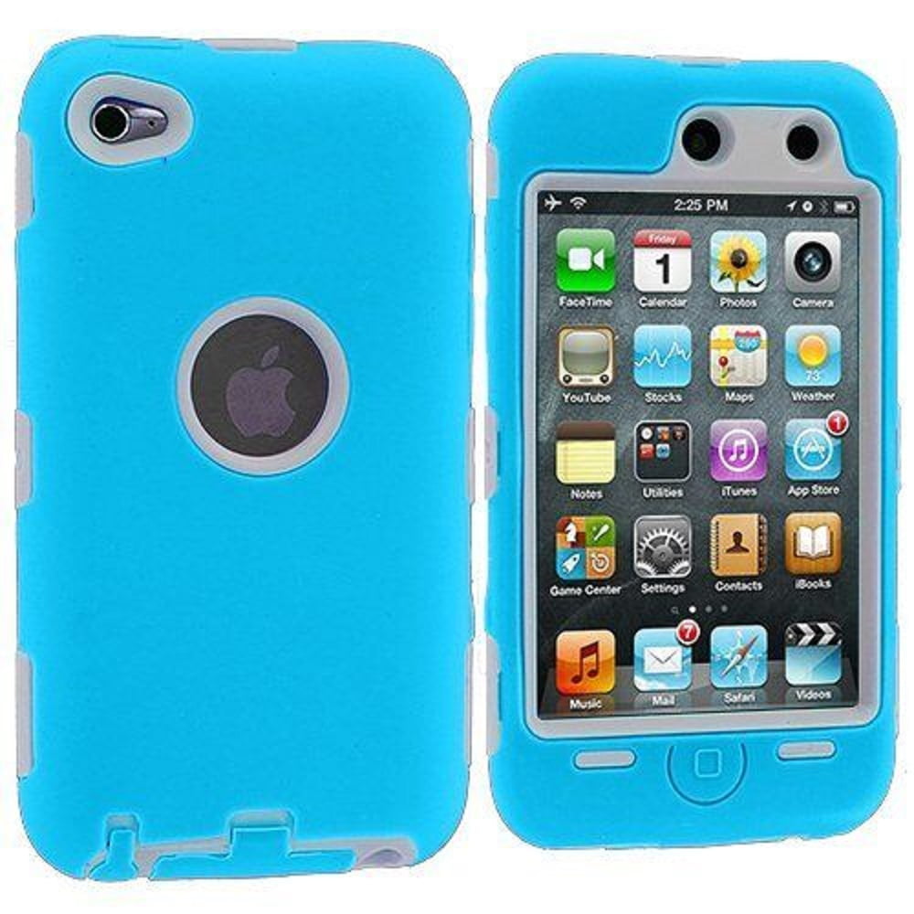 New Dual Flex Hard Hybrid Gel Case for iPod Touch 4th Generation Blue ...