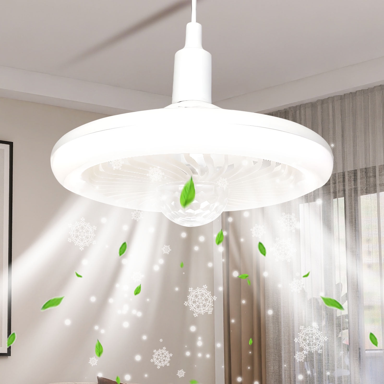 New E27 Screw Color Ceiling Fan Light LED Household Energy-saving Fan ...