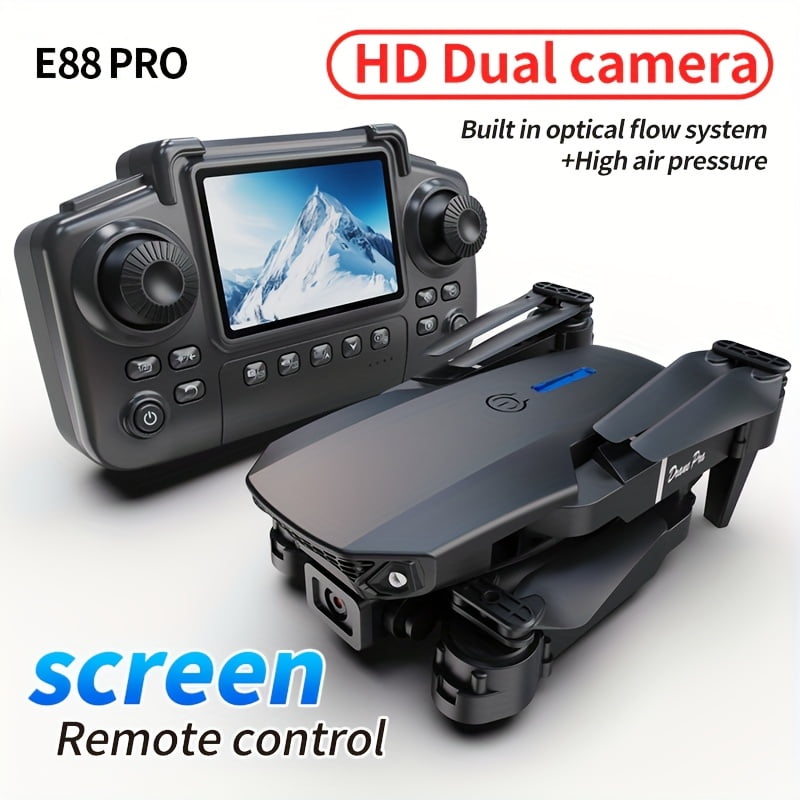 New E88PRO Foldable Drone With Screen Remote - 4K Dual Cameras, Optical ...