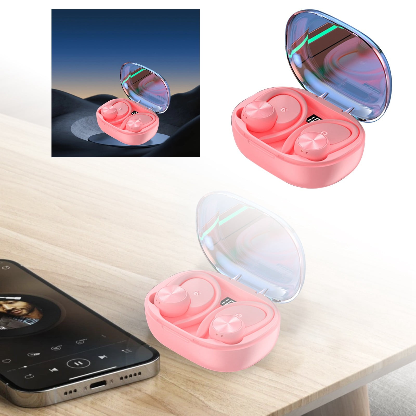 New Earphones Ear Hook Design In Ear Style With Charging And LED ...