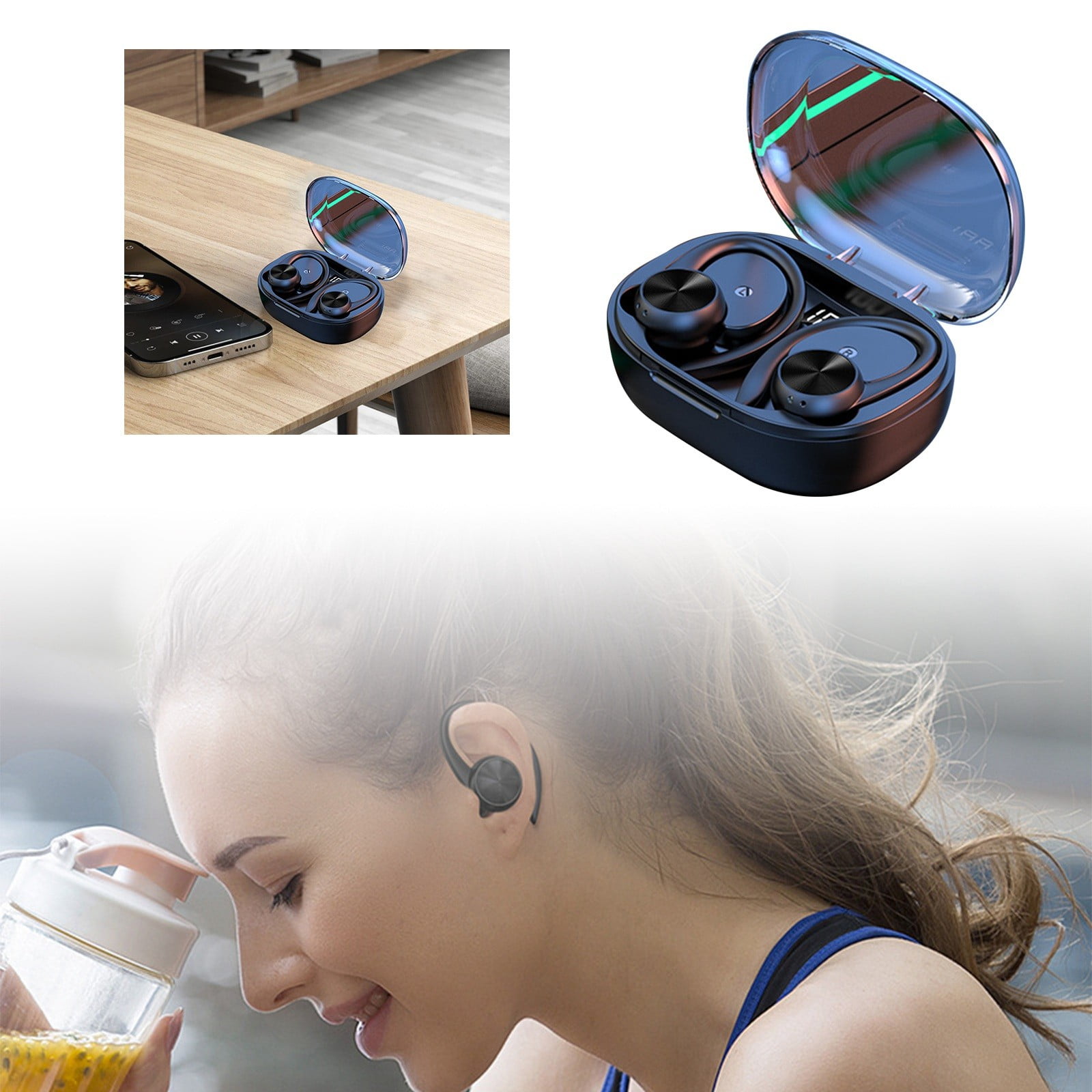 New Earphones Ear Hook Design In Ear Style With Charging And LED ...