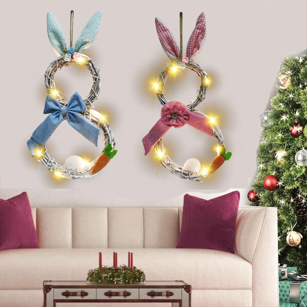 New Easter supplies home decoration Christmas wreath pendant LED lamp ...