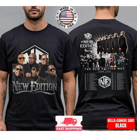 New Edition 2026 World Tour T-Shirt, Front & Back Design Included Tee ...