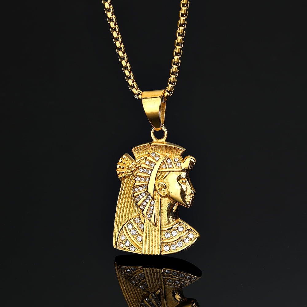 New Egypt Pharaoh Sphinx 14K Yellow Gold Men Necklaces Pendant Powerful ...