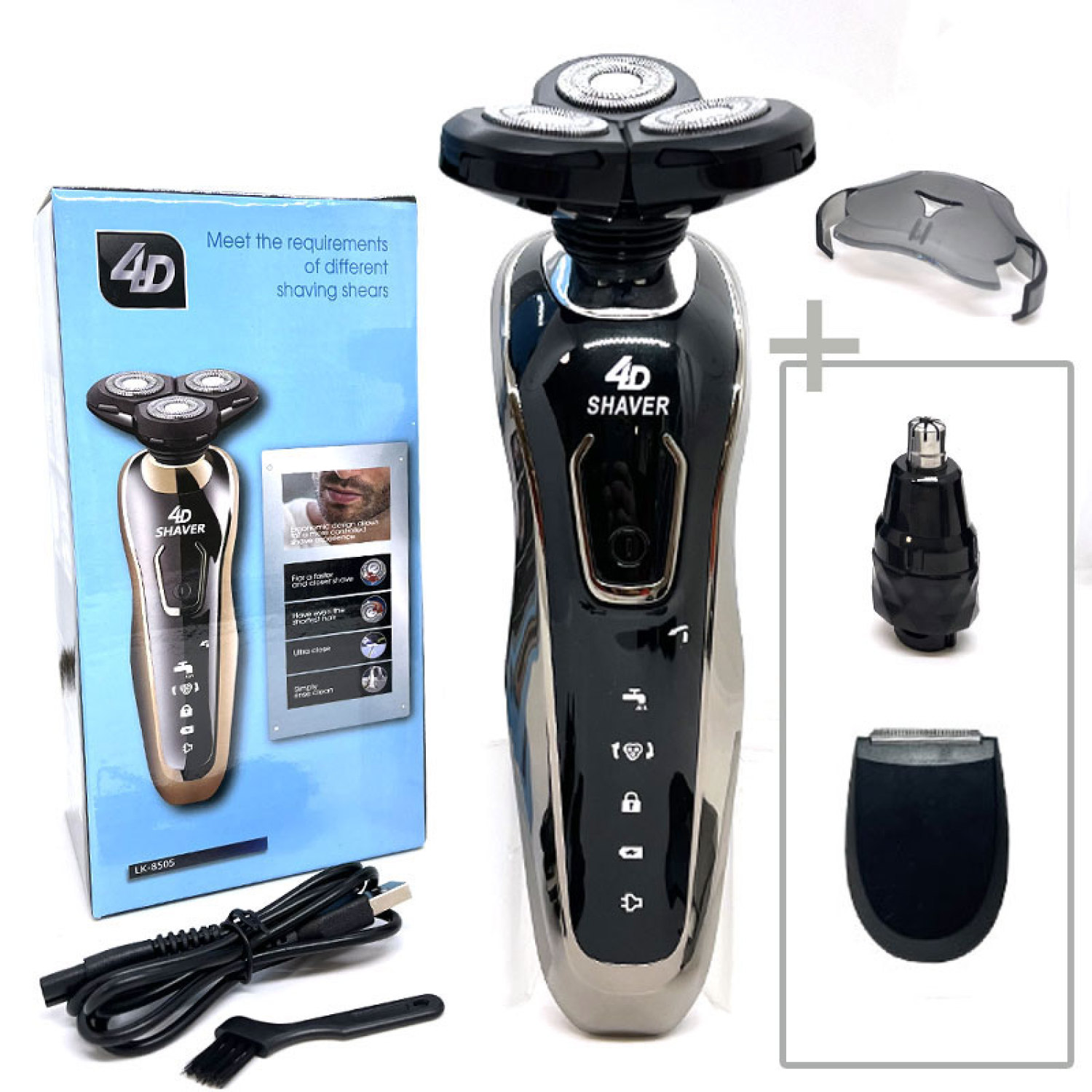 New Electric Shaver for Men 4D Electric Beard Trimmer USB Rechargeable ...