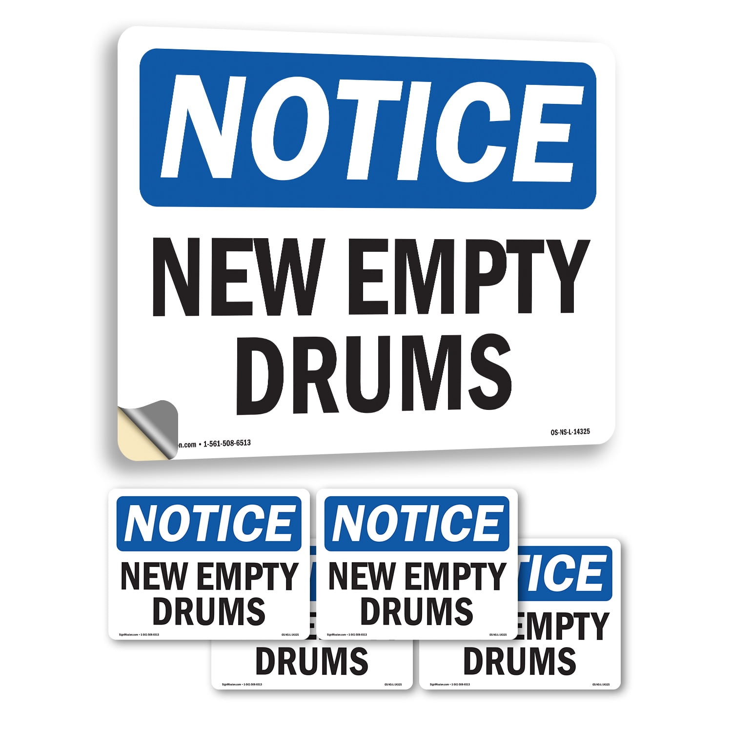 New Empty Drums OSHA Notice Vinyl Decal Label 18 Inch x 12 Inch - 5 ...