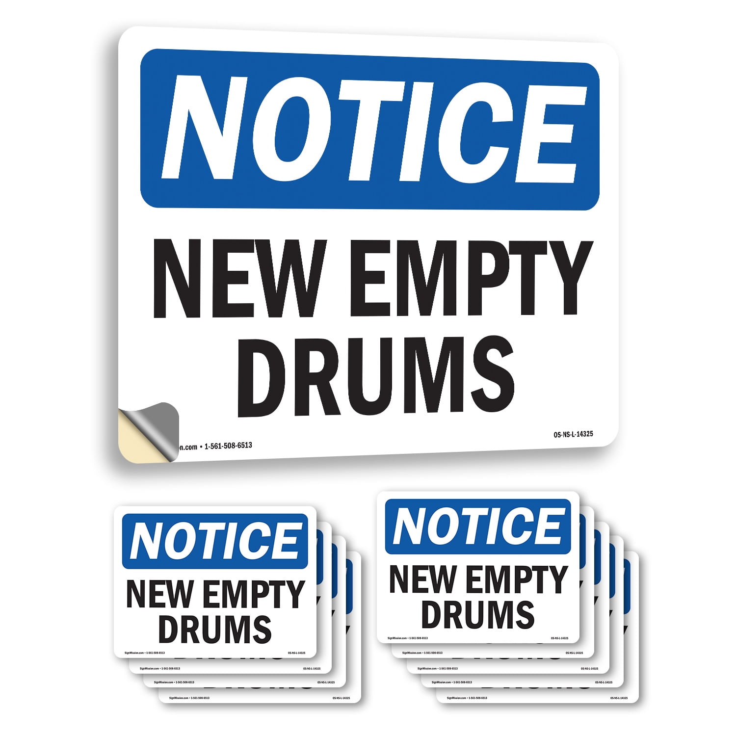 New Empty Drums OSHA Notice Vinyl Decal Label 24 Inch x 18 Inch - 10 ...