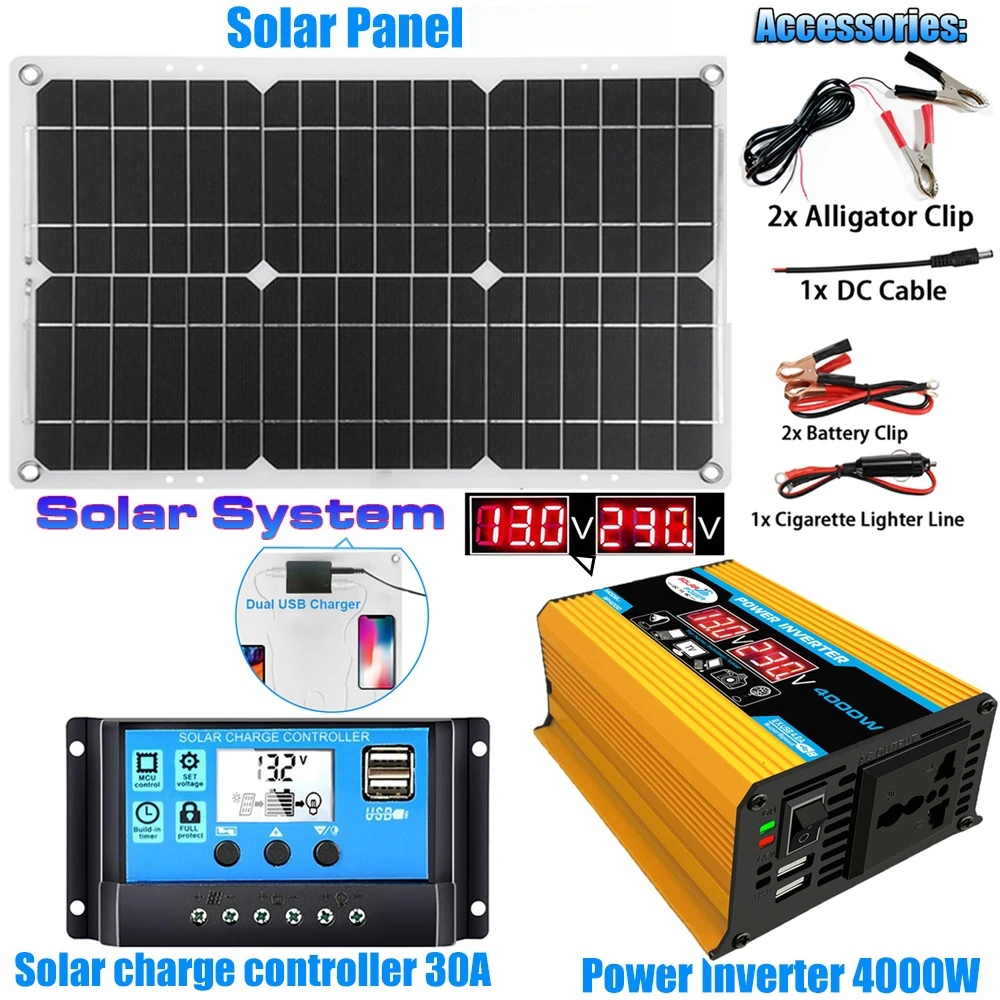 New Energy Solar Panel System 12V to 220V Inverter Solar Charging ...