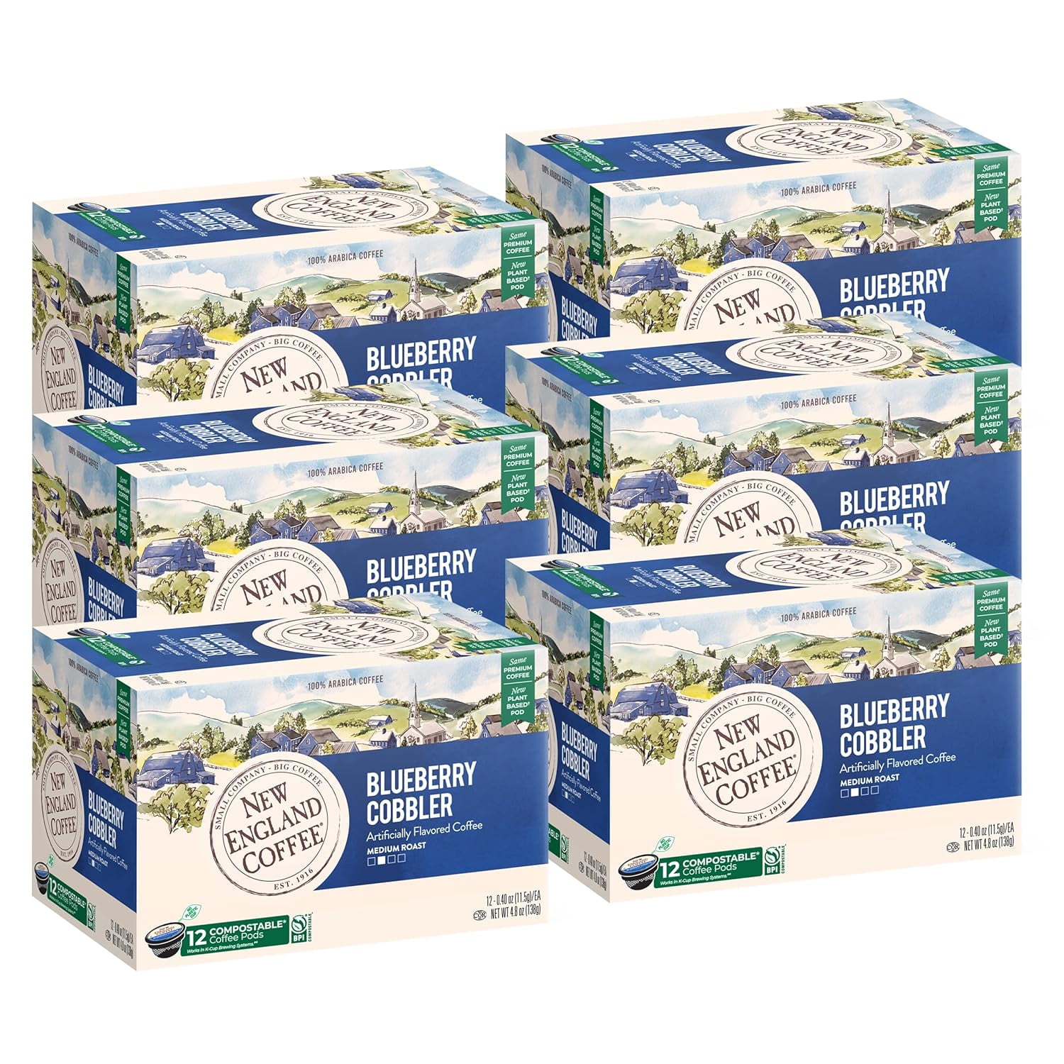 New England Coffee Blueberry Cobbler Medium Roast Single Serve Pods ...