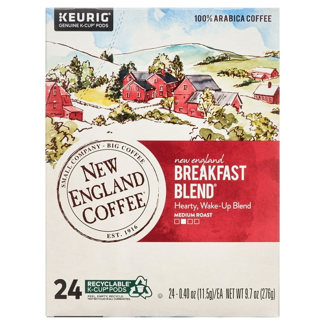 New England Coffee Breakfast Blend, Medium Roast, K-Cup Coffee Pods, 24 ...