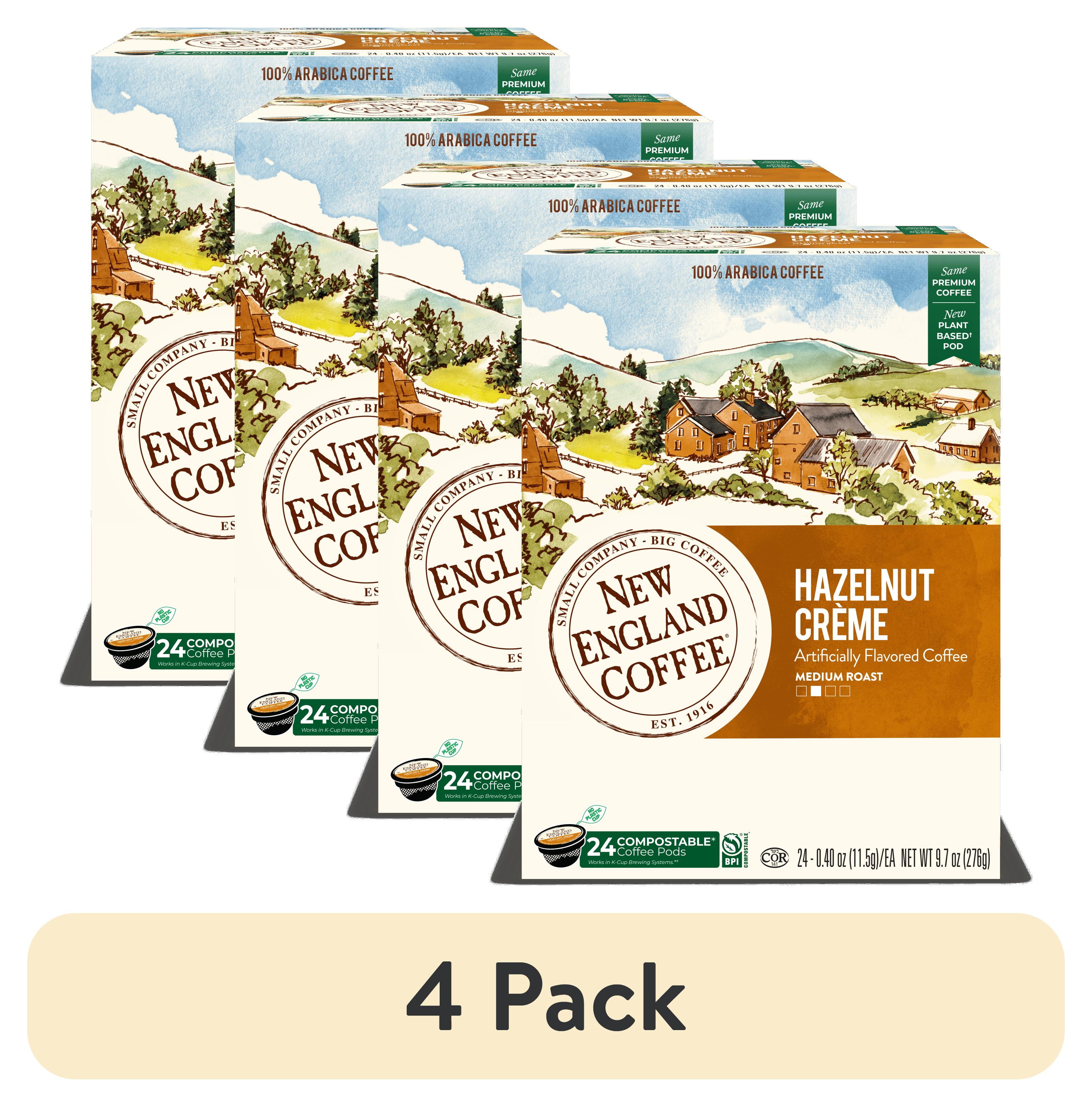 (4 pack) New England Coffee Hazelnut Crème, Medium Roast, Single Serve ...