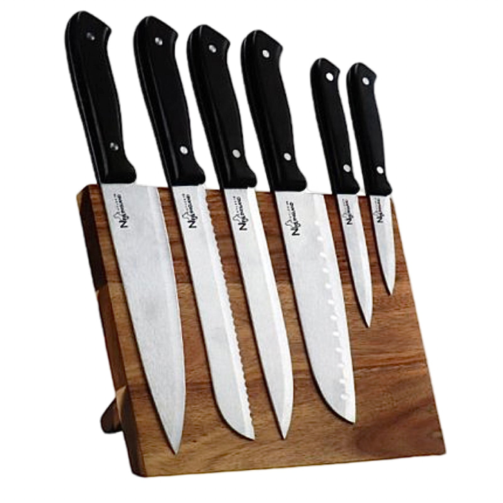 New England Cutlery Magnetic Board 7pc Knife Set with Black Handle ...