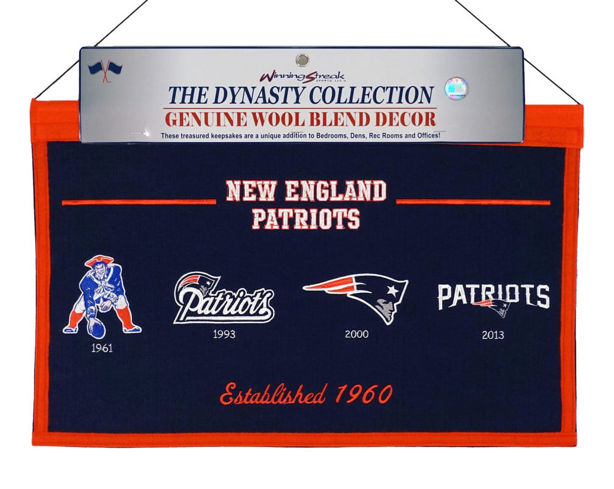 New England Football Patriots - Wall Hanging Logo Evolution Banner featuring logos from 1961 ...