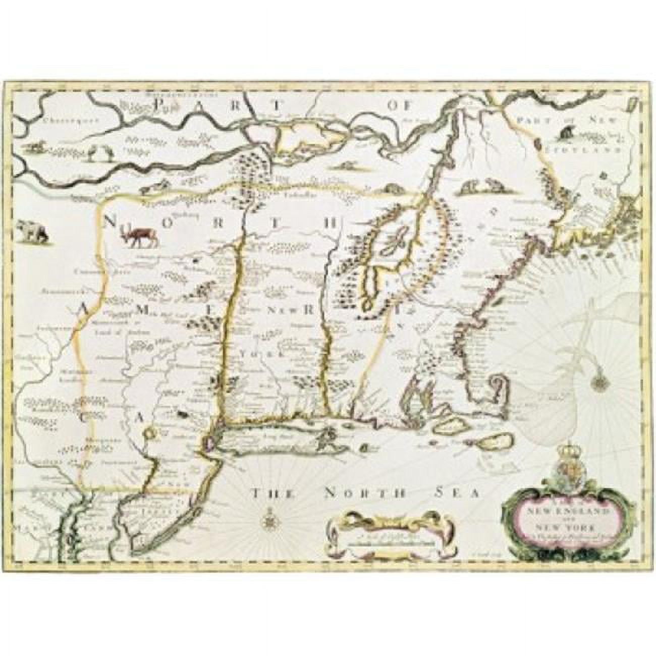 New England & New York 1676 Maps Poster Print - 18 x 24 in. - Walmart.com