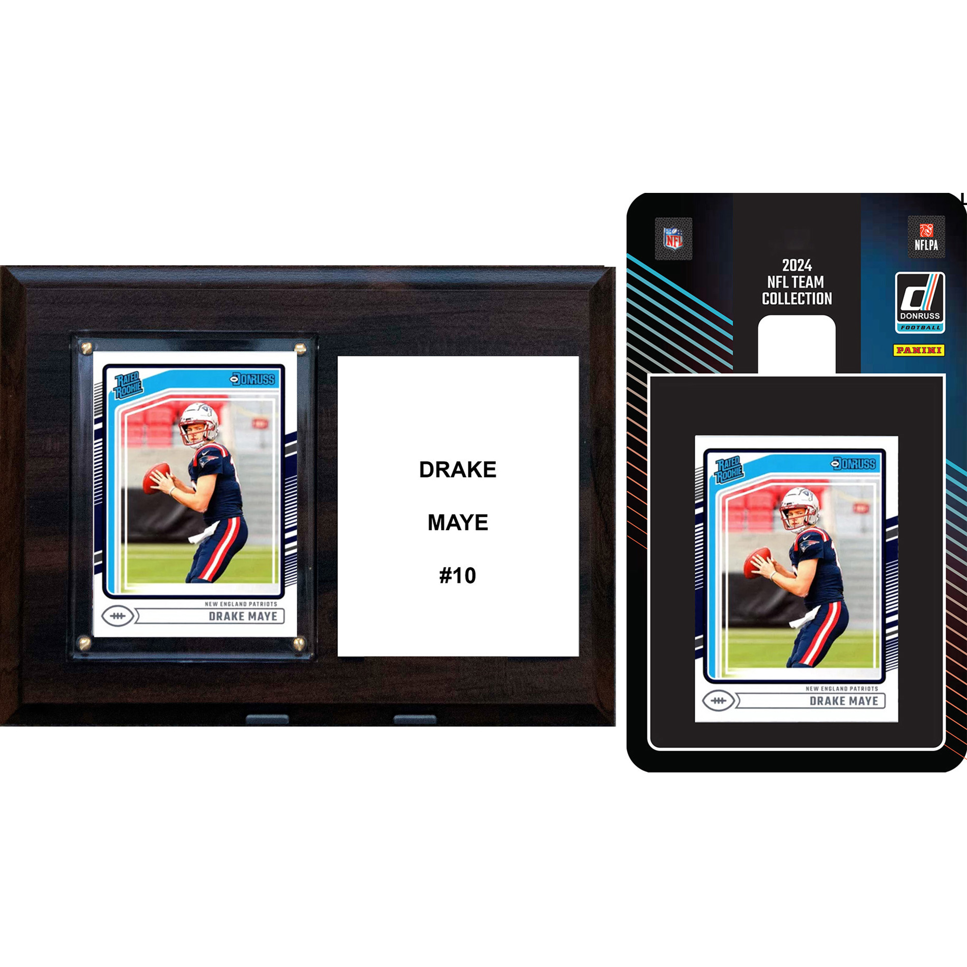 New England Patriots 6" x 8" Player Plaque & 2024 Team Trading Card Set ...