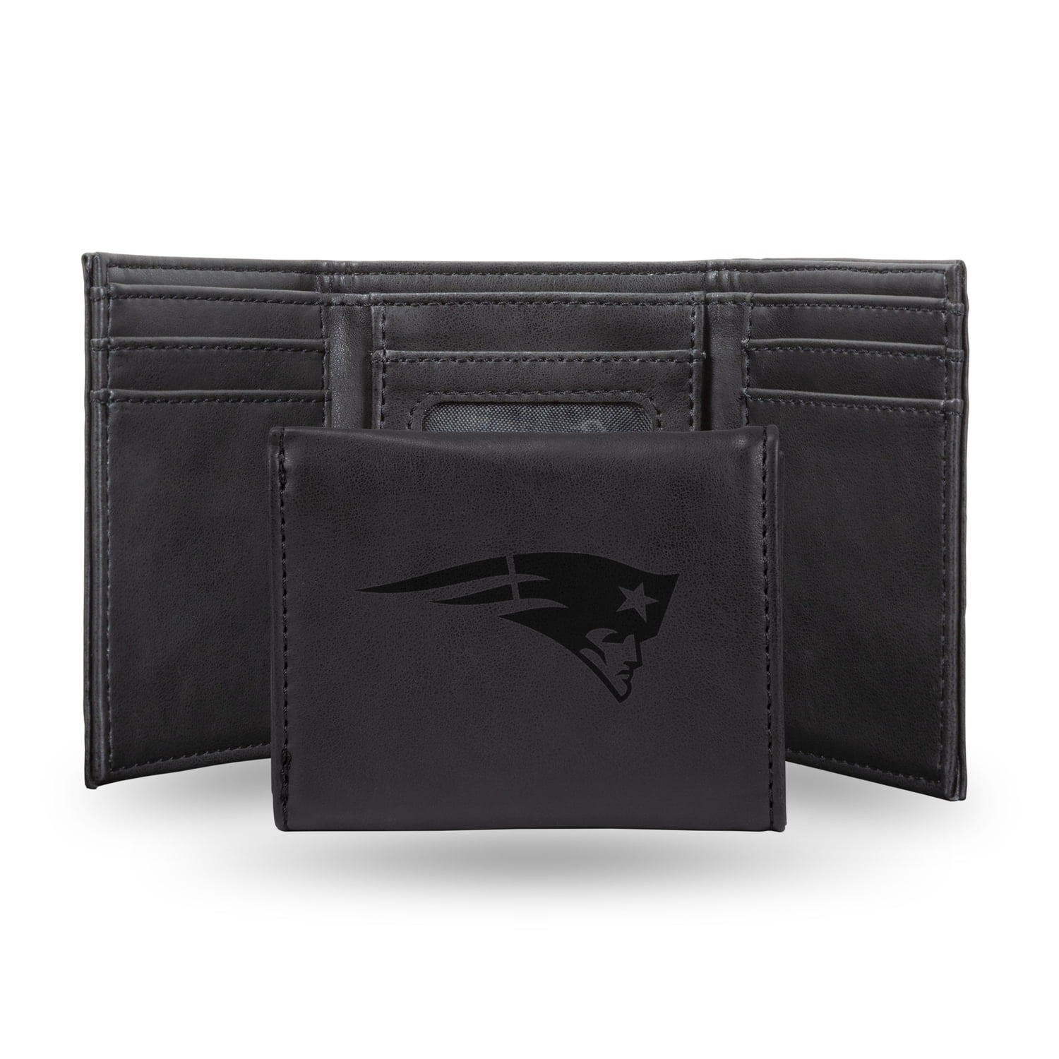 New England Patriots Black Laser Engraved Tri-Fold Wallet - Men's ...