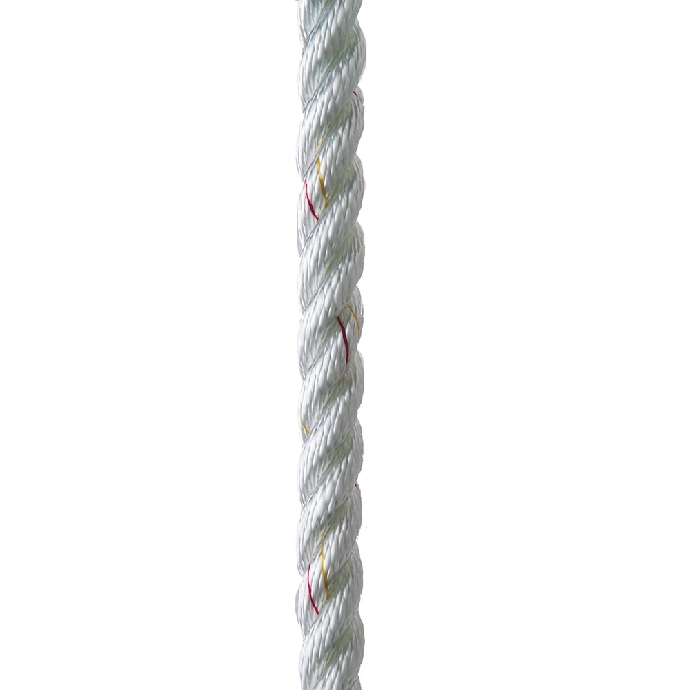 New England Ropes 5/8"Premium 3-Strand Dock Line - White w/Tracer - 50 ...